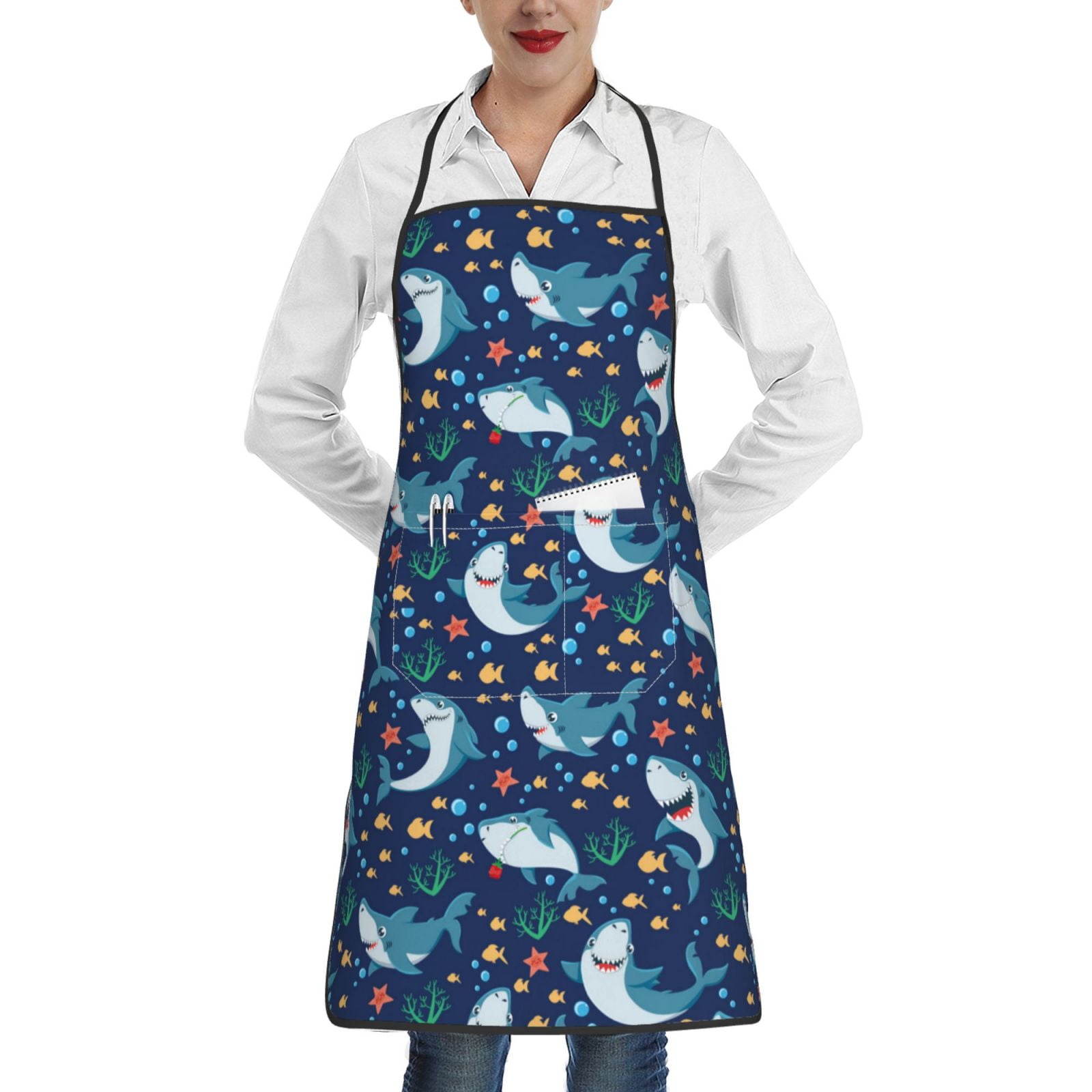 Rocae Sea Sharks for Kitchen Aprons for Women Adjustable Cooking ...