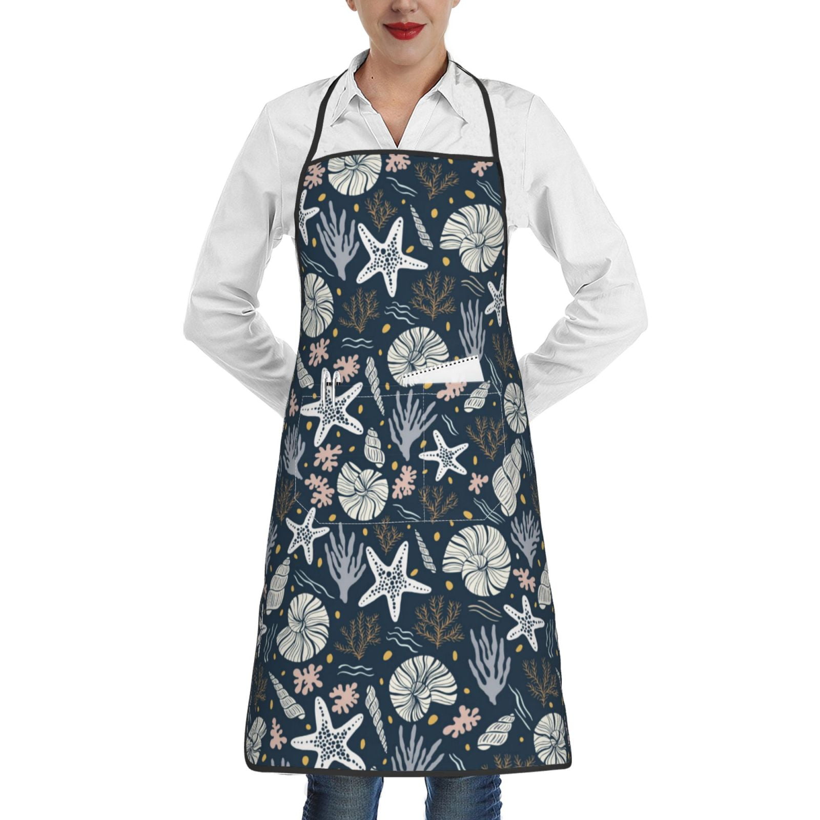 Rocae Sea Shells 1 for Kitchen Aprons for Women Adjustable Cooking ...