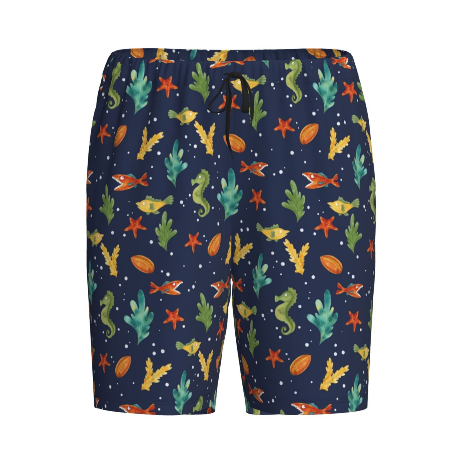 Rocae Shells and Seaweed for Men's Soft Sleep Pajama Shorts, Waistband ...