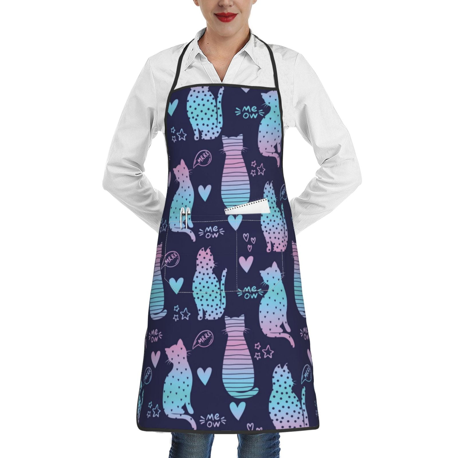 Rocae Silhouette Cats for Kitchen Aprons for Women Adjustable Cooking ...