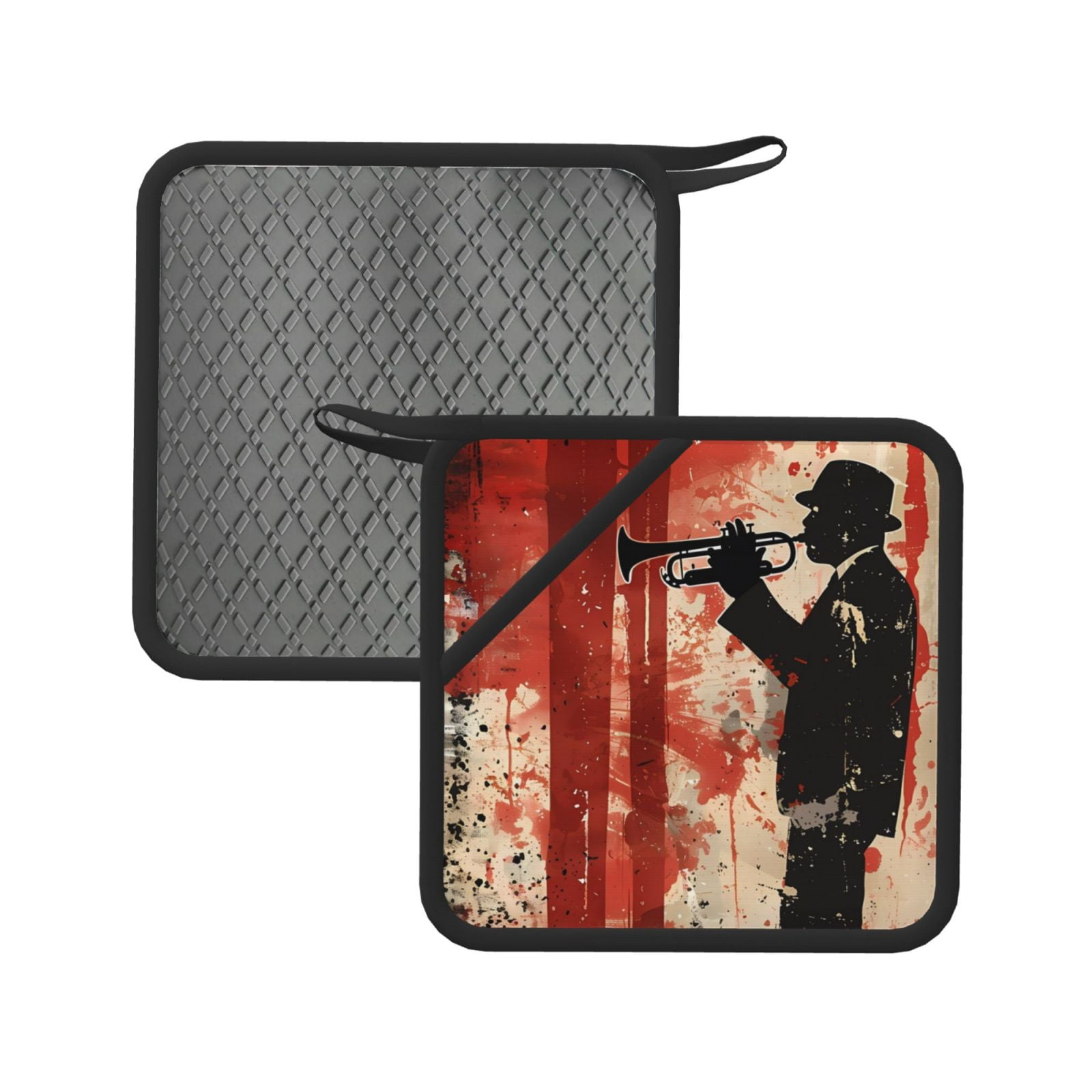 Rocae Silhouette Trumpet Red Art for Square Silicone Anti-scalding Mat ...
