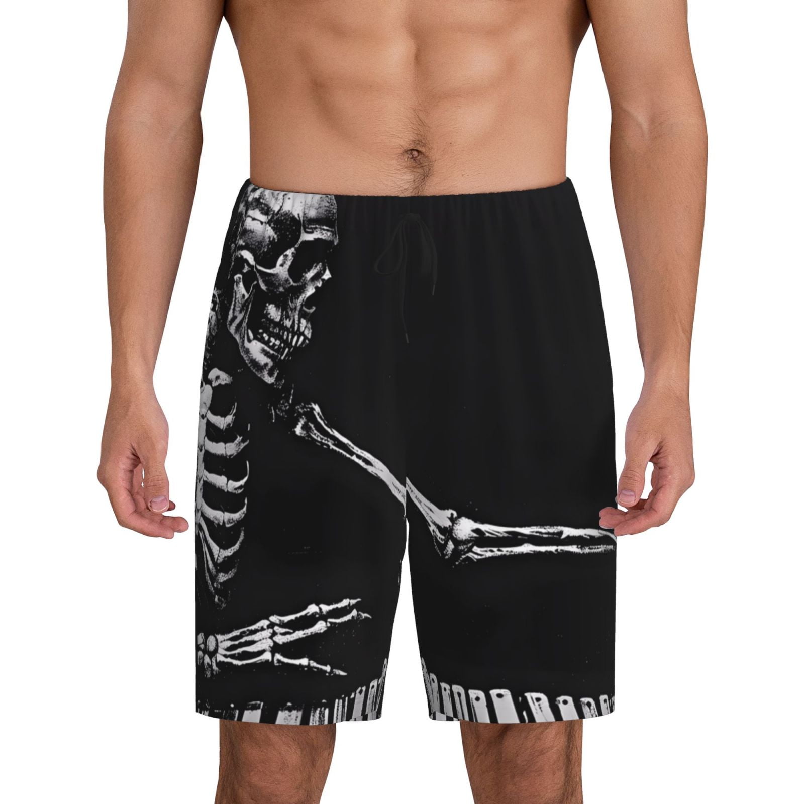 Rocae Skeleton Playing Xylophone for Men's Soft Sleep Pajama Shorts ...
