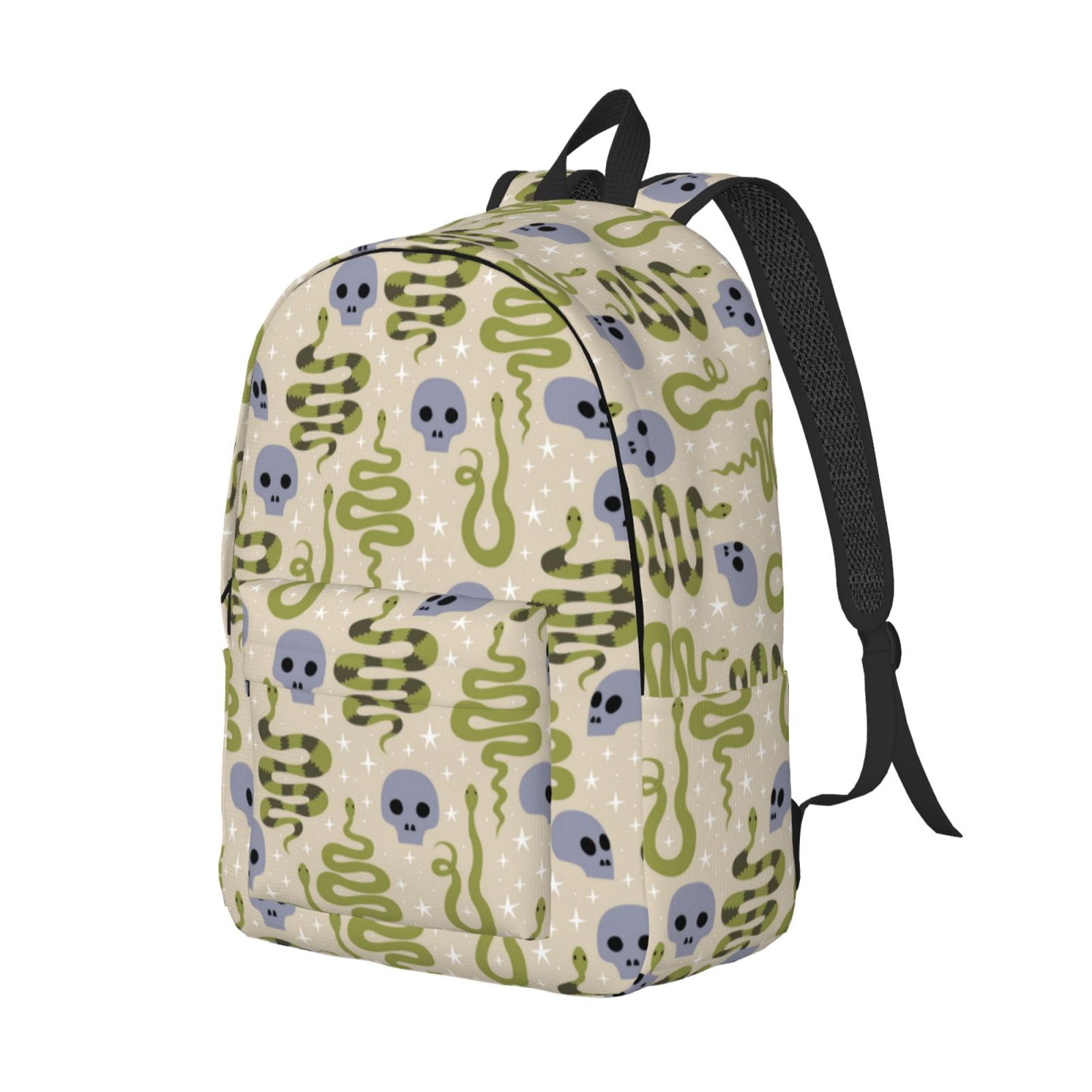 Rocae Skull Snake for Durable Canvas Backpack Leisure Large Bag Travel ...