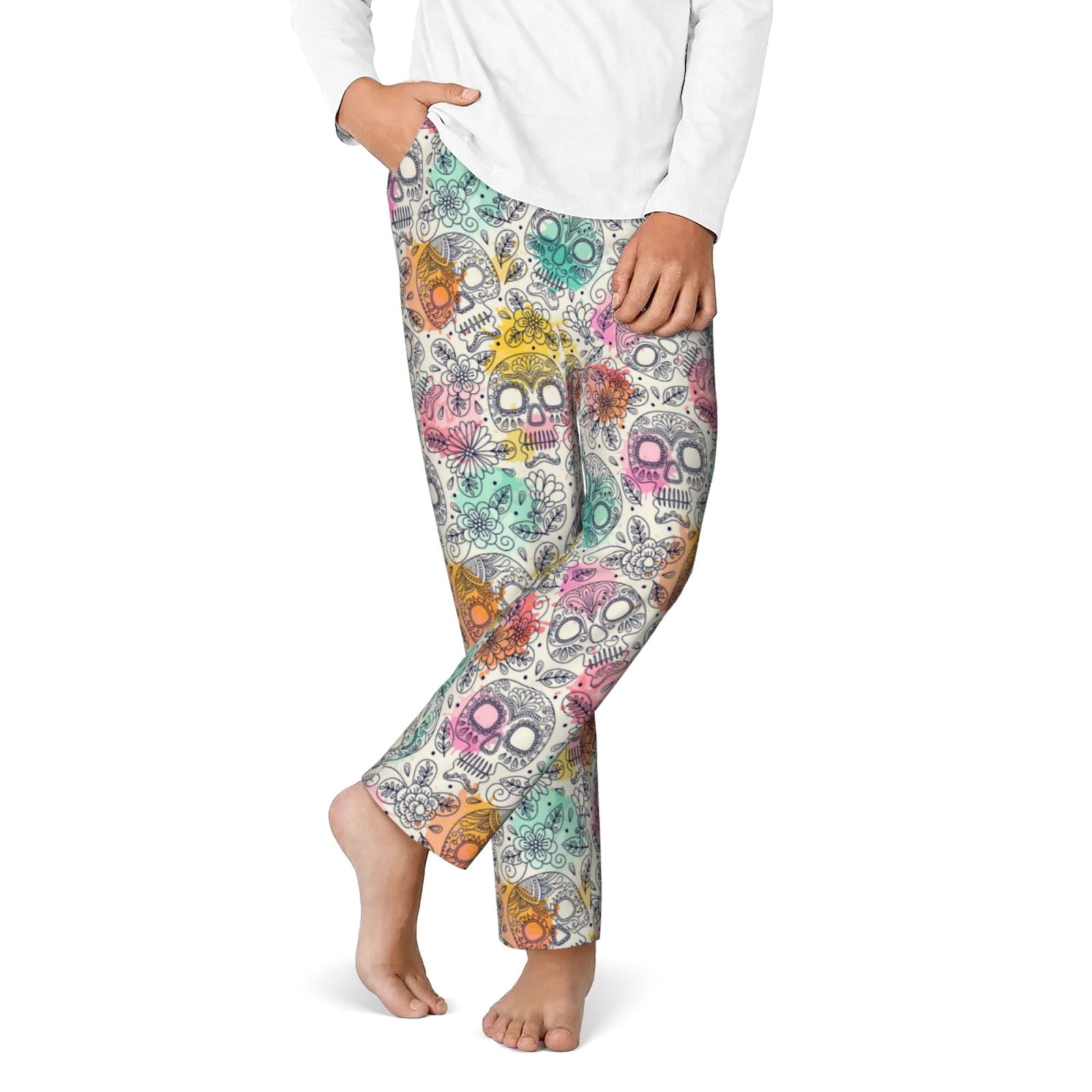 Rocae Skull and Flowers for Teenagers' Pajama Pants,Girls lounge pants ...