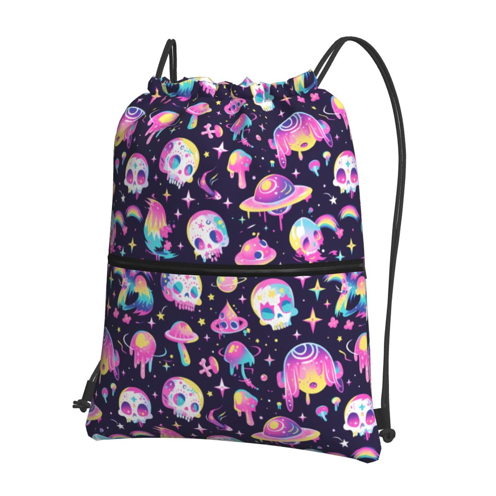 Rocae Skull mushroom space for Drawstring zipper Backpack Gym Backpack ...