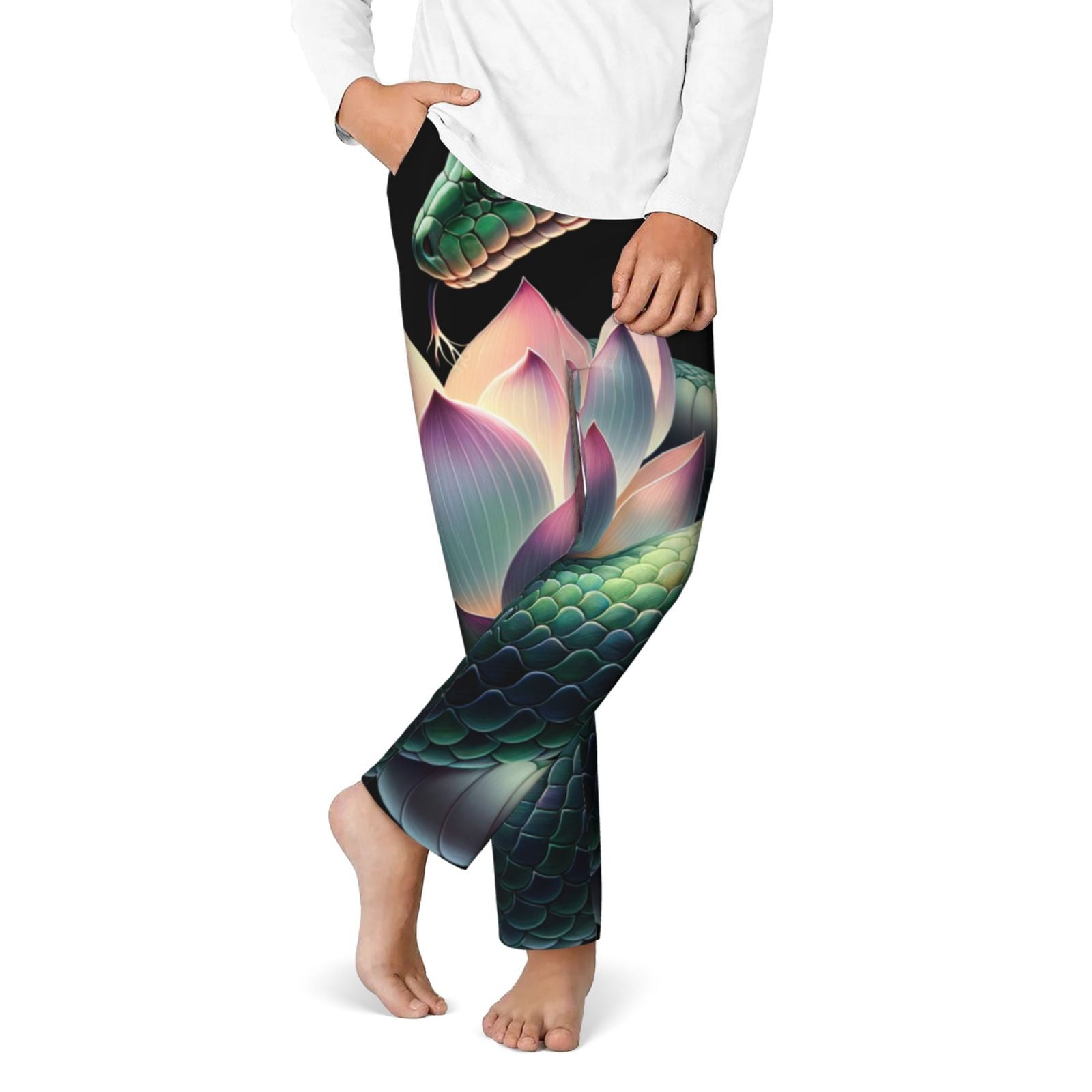 Rocae Snake Holding A Lotus for Teenagers' Pajama Pants,Girls lounge ...