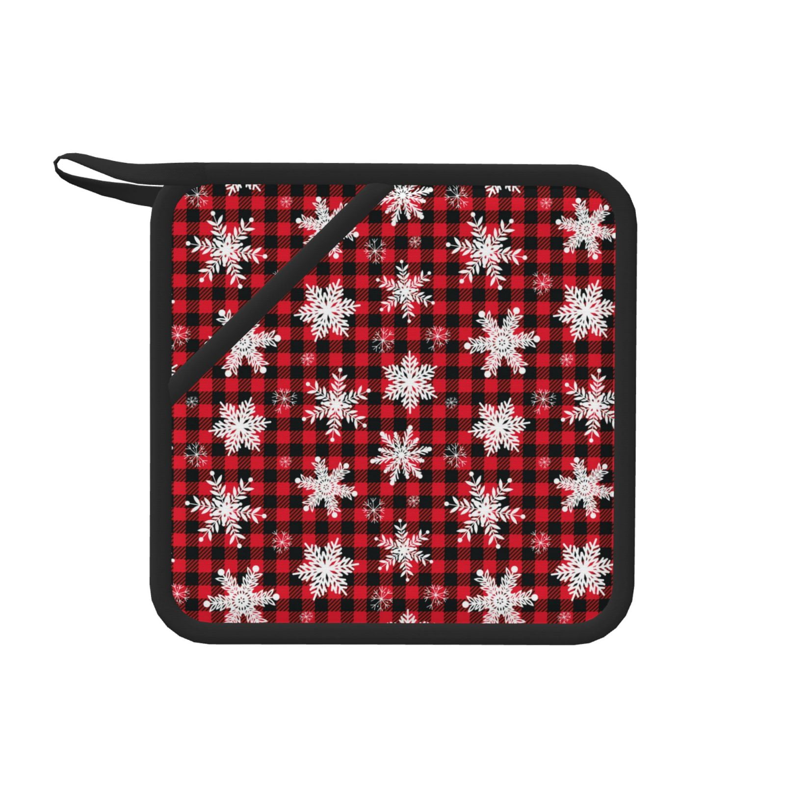 Rocae Snowflake red plaid for Square Silicone Anti-scalding Mat Trivet ...