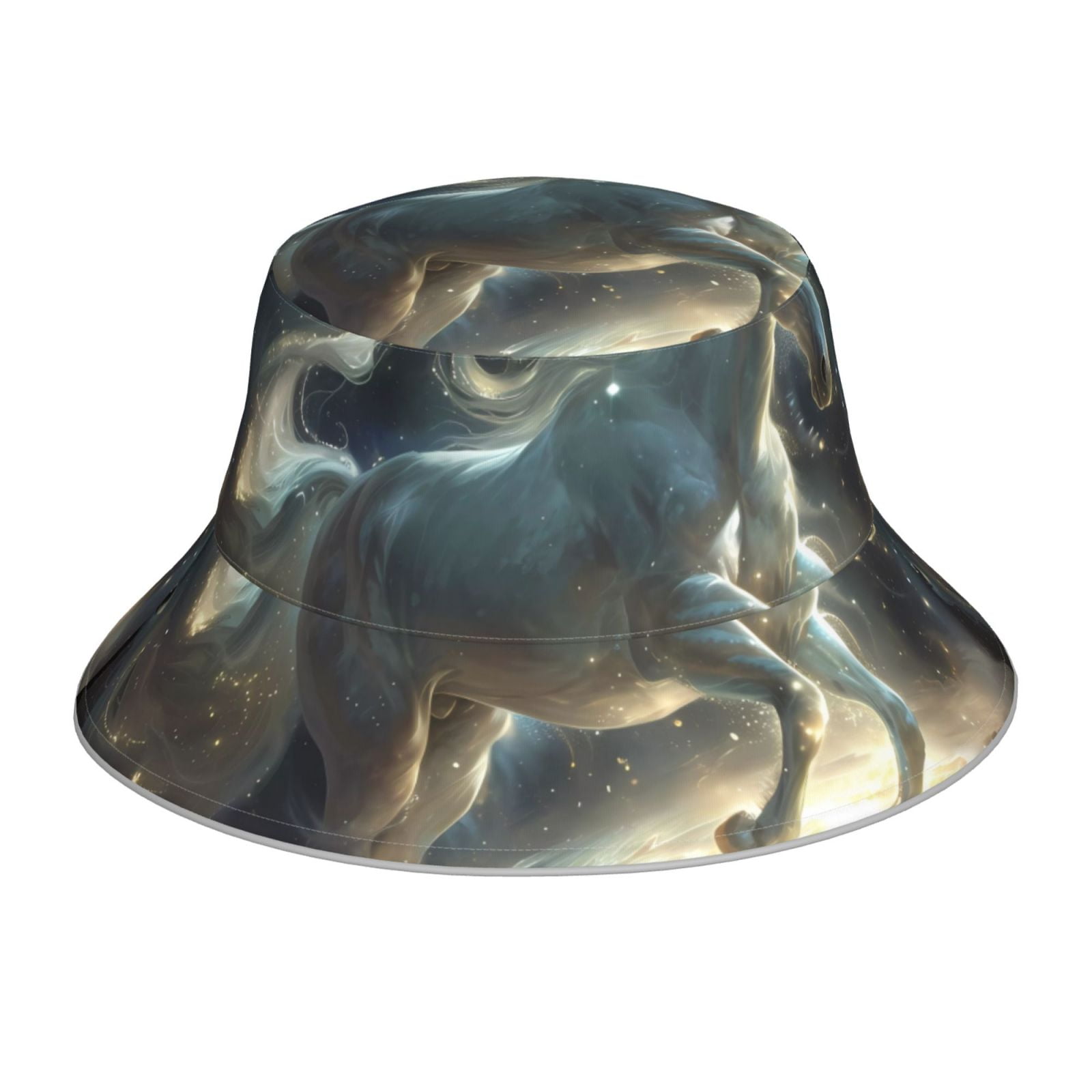 Rocae Space White Horse for reflective Bucket Hat for Men Women Summer ...