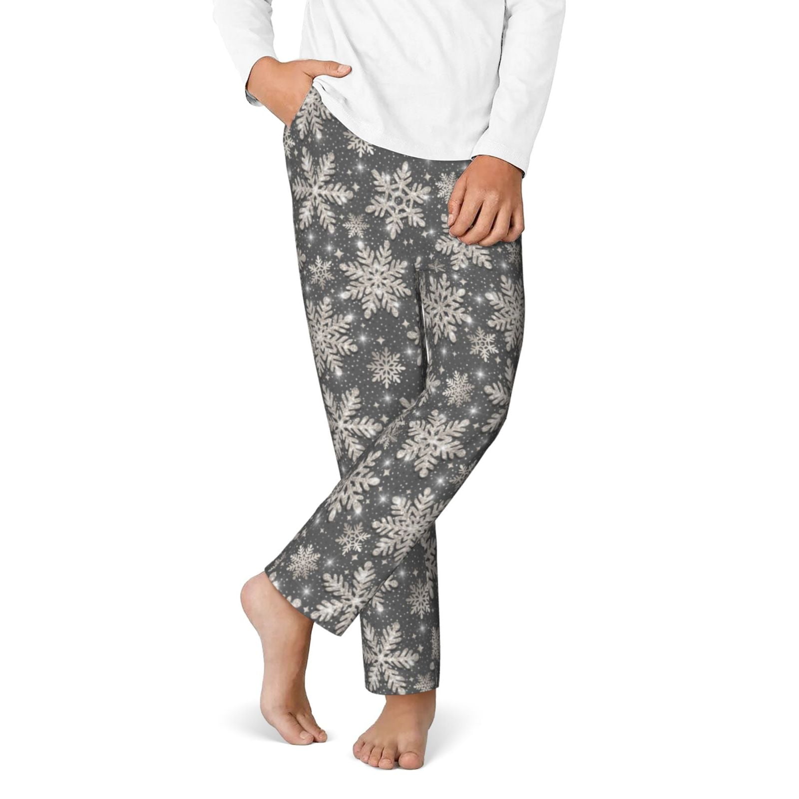 Rocae Sparkling Snowflakes for Teenagers' Pajama Pants,Girls lounge ...
