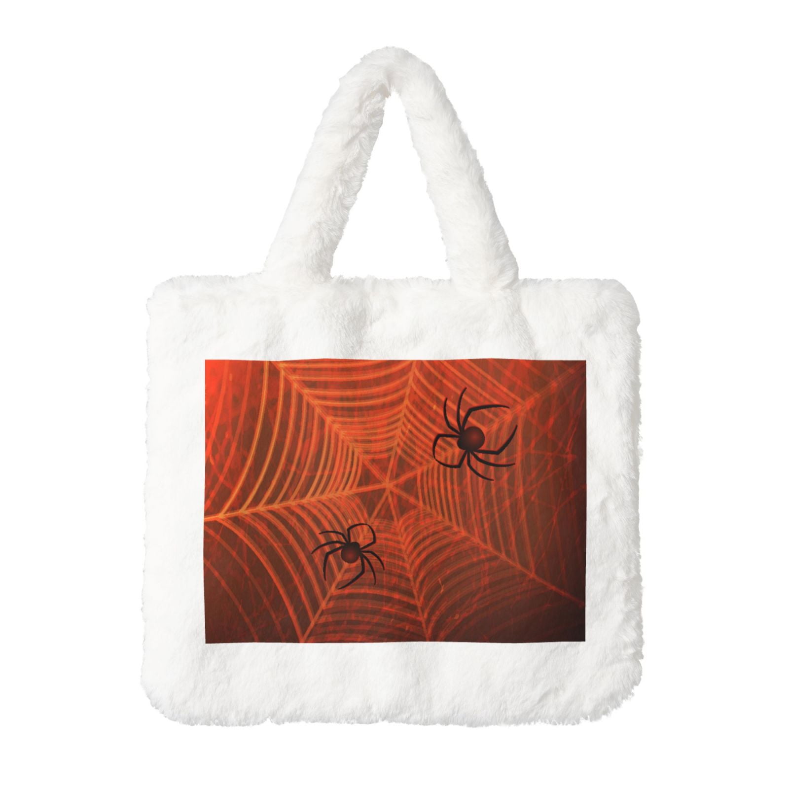 Rocae Spider Web or Plush Underarm Bag White Furry Purse Handbag for ...