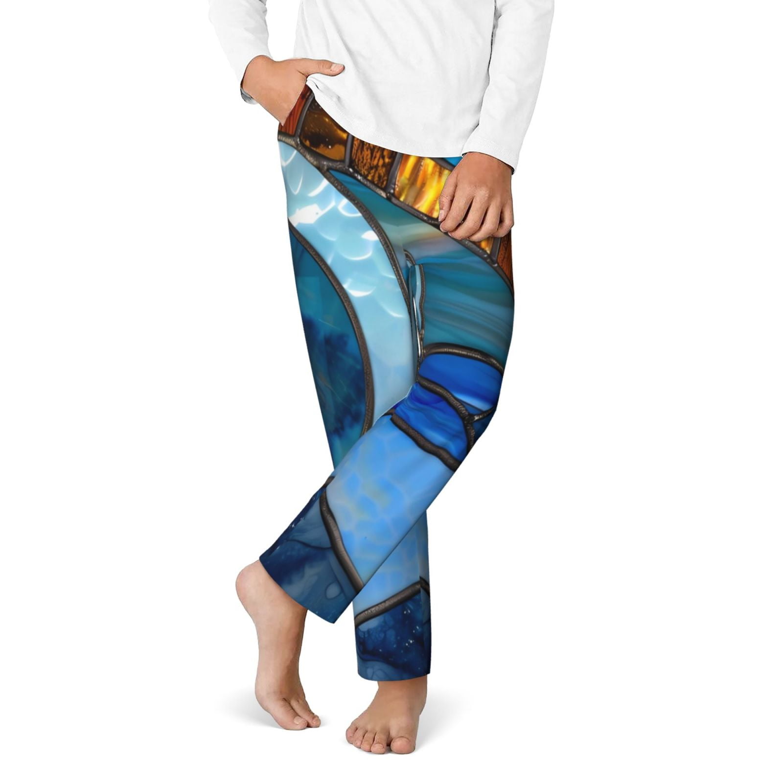 Rocae Stained Glass Ocean Wave for Teenagers' Pajama Pants,Girls lounge ...