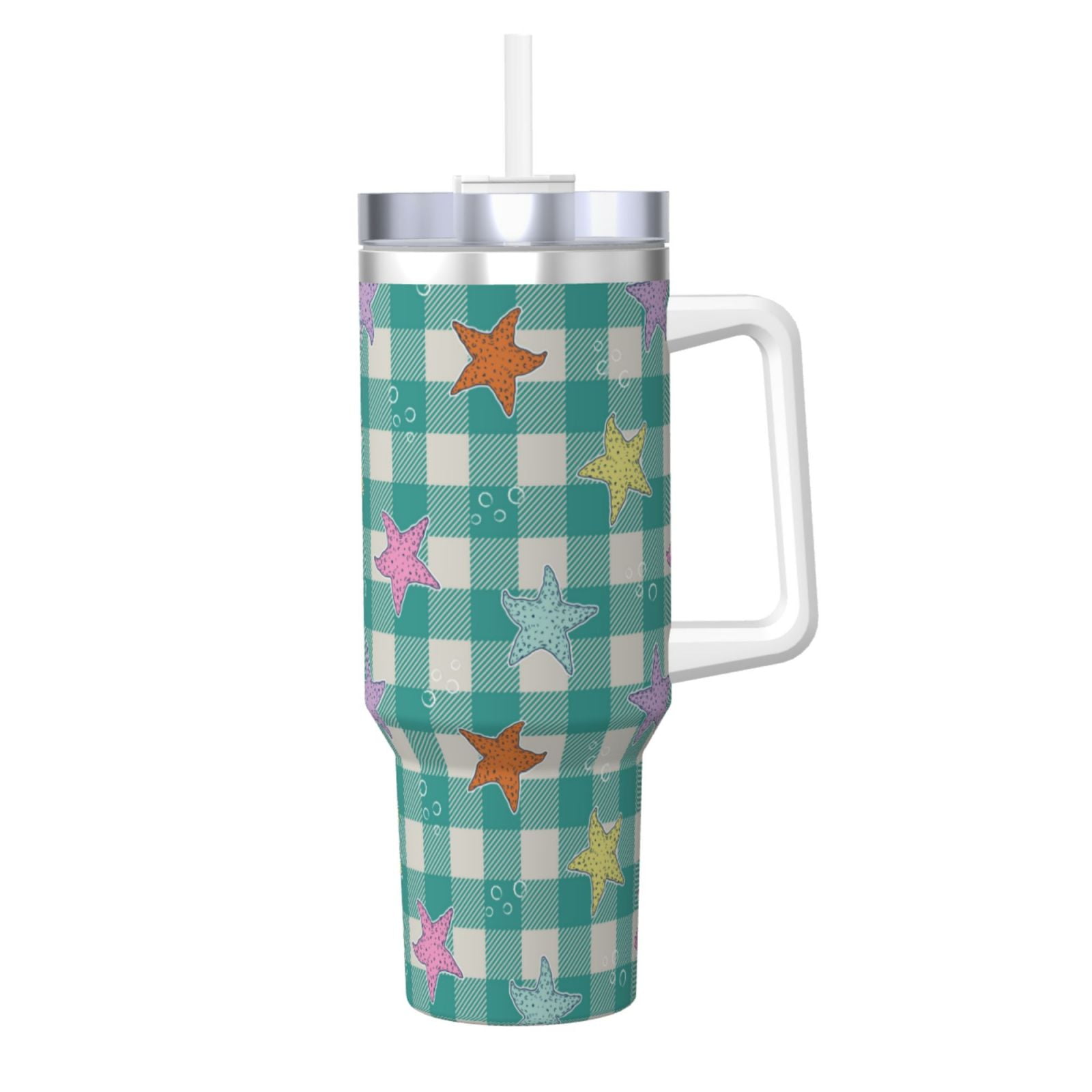 Rocae Starfish On Checkered Background for 40OZ Ice Bully With Handle ...