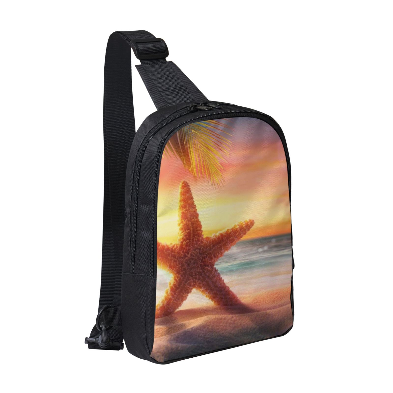 Rocae Starfish Sunset Sea Beach for Lightweight Chest Bag Dual Pocket ...