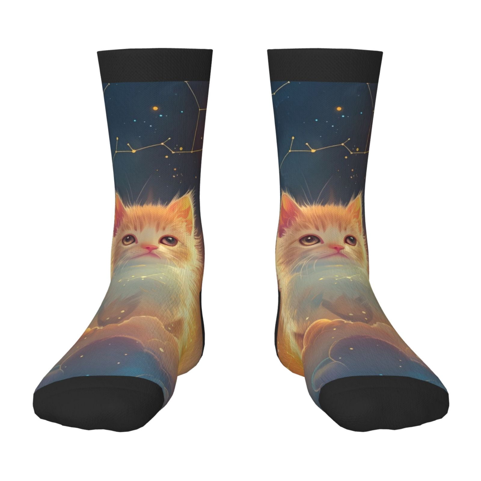 Rocae Starry Sky Constellation Cat for Girls Boys Crew Socks,Children's ...