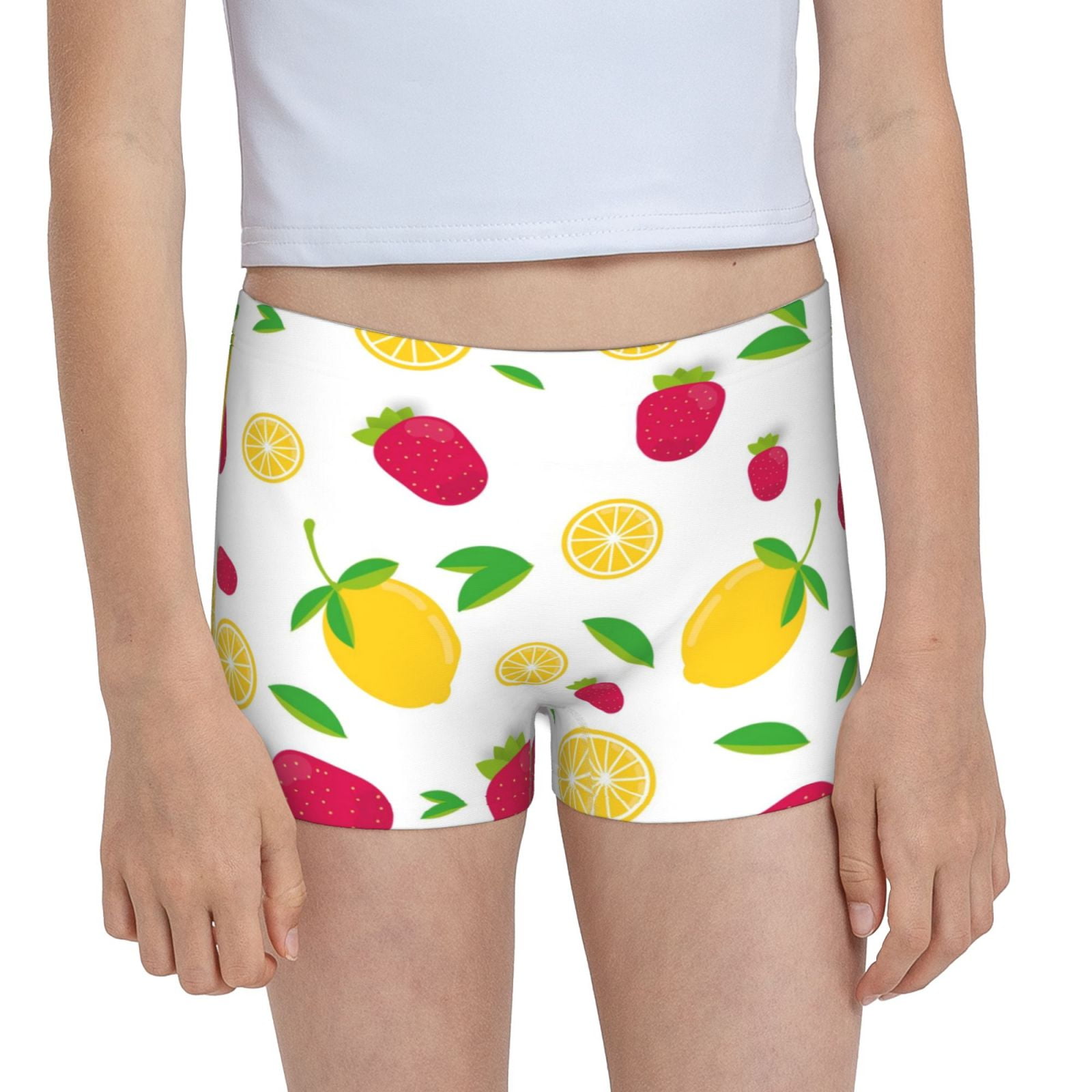 Rocae Strawberry and Lemon for Girls' Cotton Boxer Briefs, Soft Mid ...