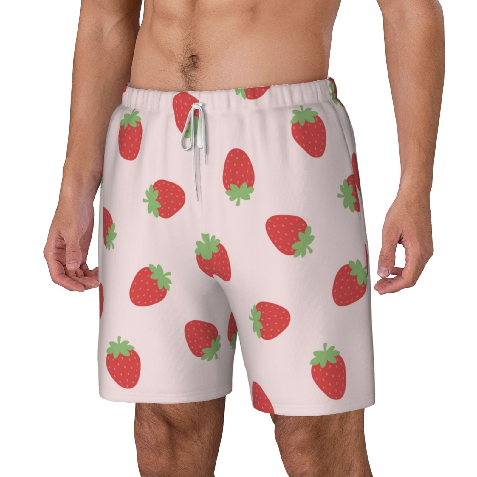 Rocae Strawberry for Men's Swim Trunks Quick Dry With Two Side Pockets ...