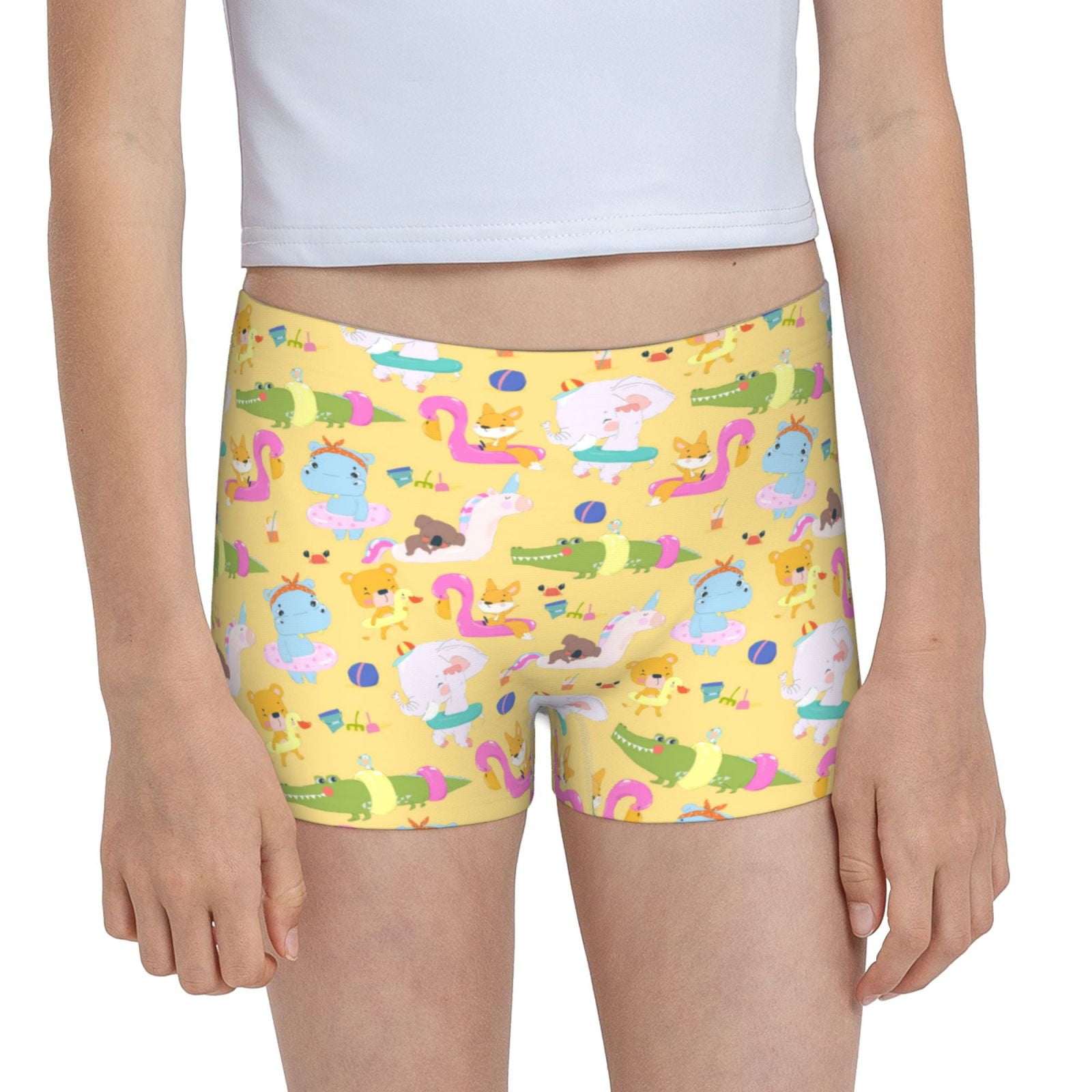 Rocae Summer Animals for Girls' Cotton Boxer Briefs, Soft Mid-rise ...