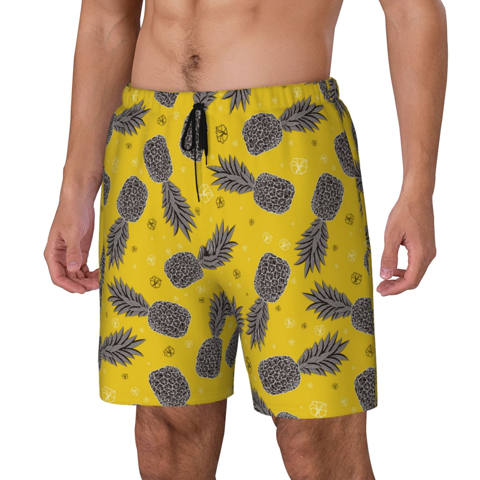 Rocae Summer Pineapple for Men's Swim Trunks Quick Dry With Two Side ...