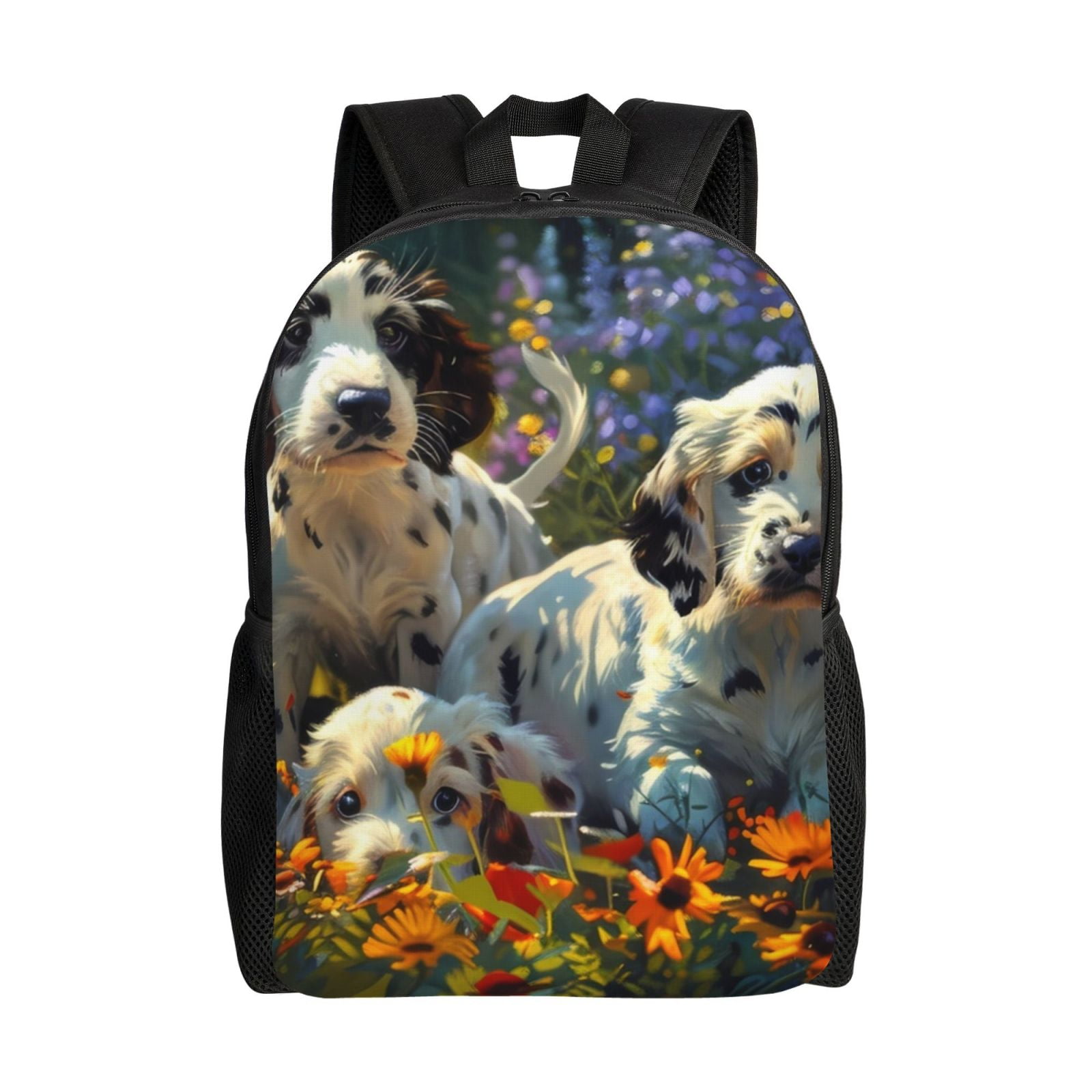 Rocae Sunflower Field Spotted Dog print Computer Bag with Separate ...