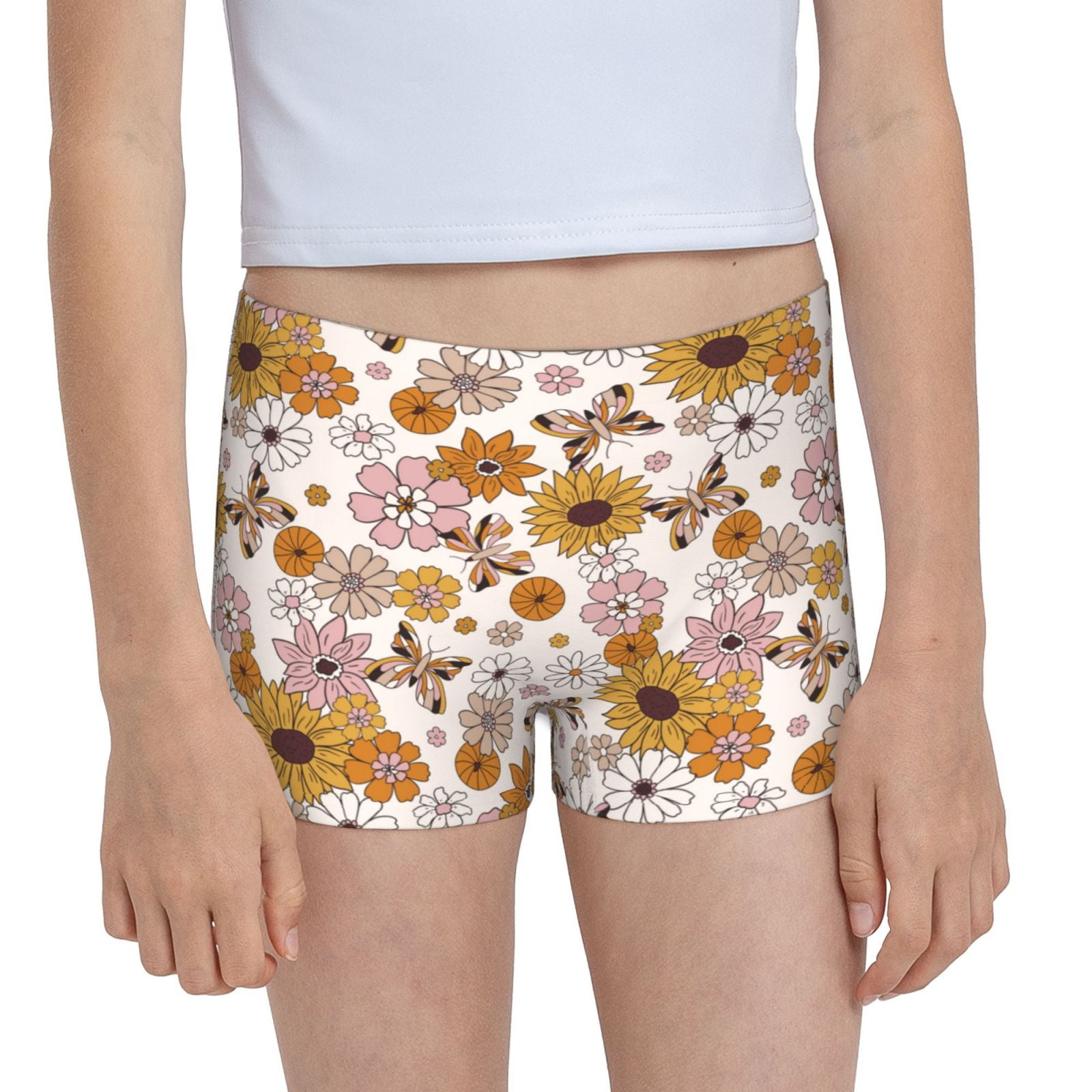 Rocae Sunflowers And Butterflies for Girls' Cotton Boxer Briefs, Soft ...