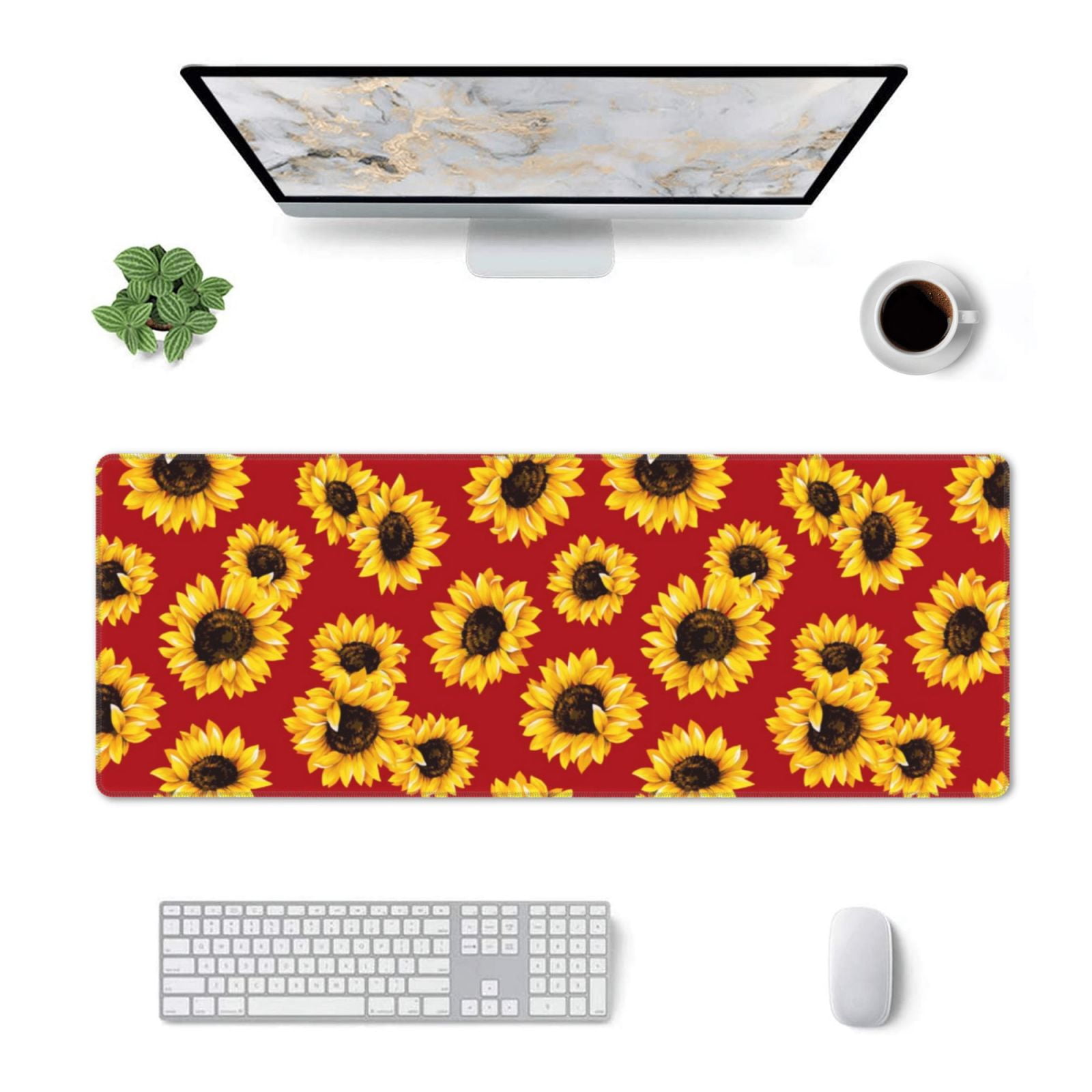 Rocae Sunflowers On Red for Gaming Mouse Pad, Mouse Pad Large, Office ...