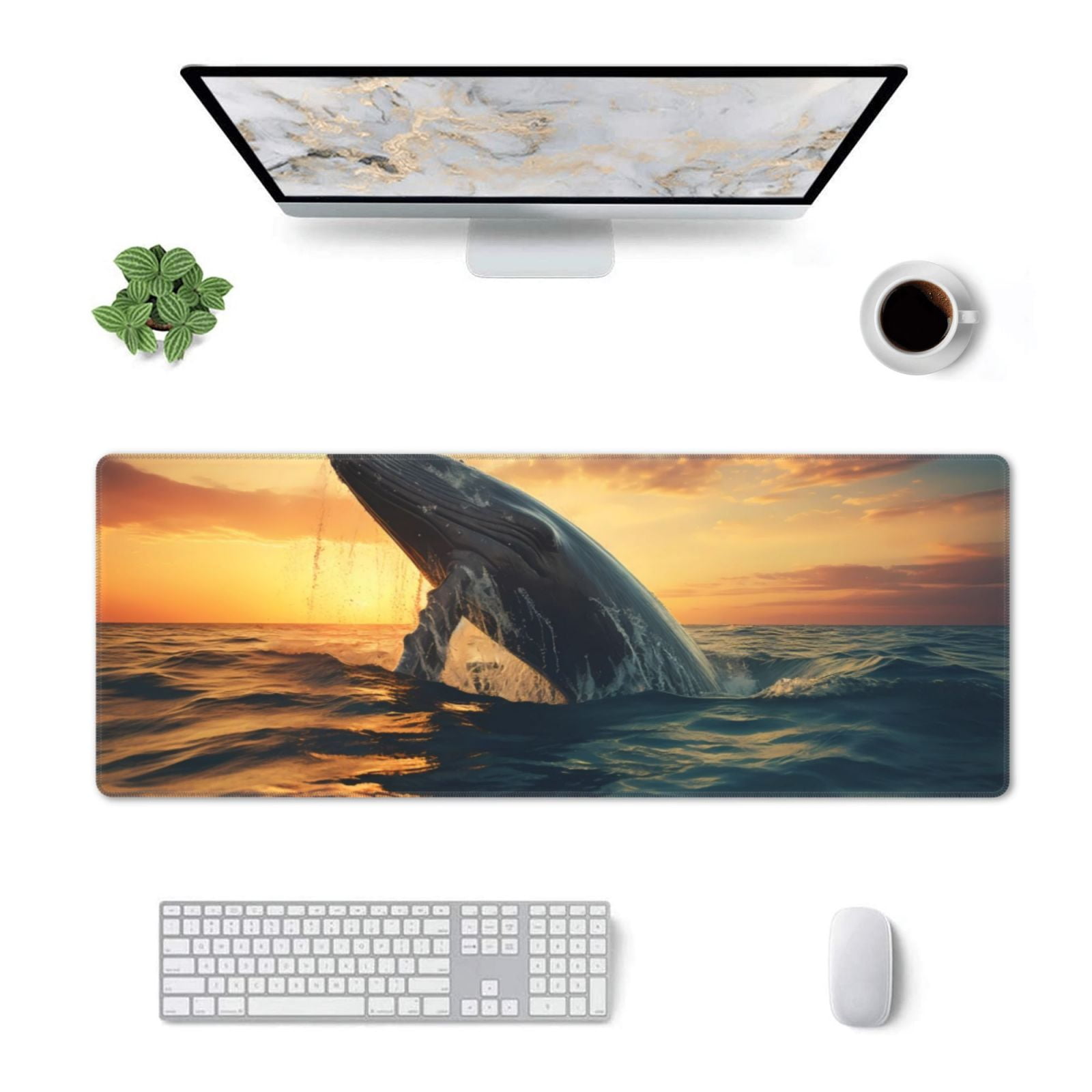 Rocae Sunset Ocean Whale for Gaming Mouse Pad, Mouse Pad Large, Office ...
