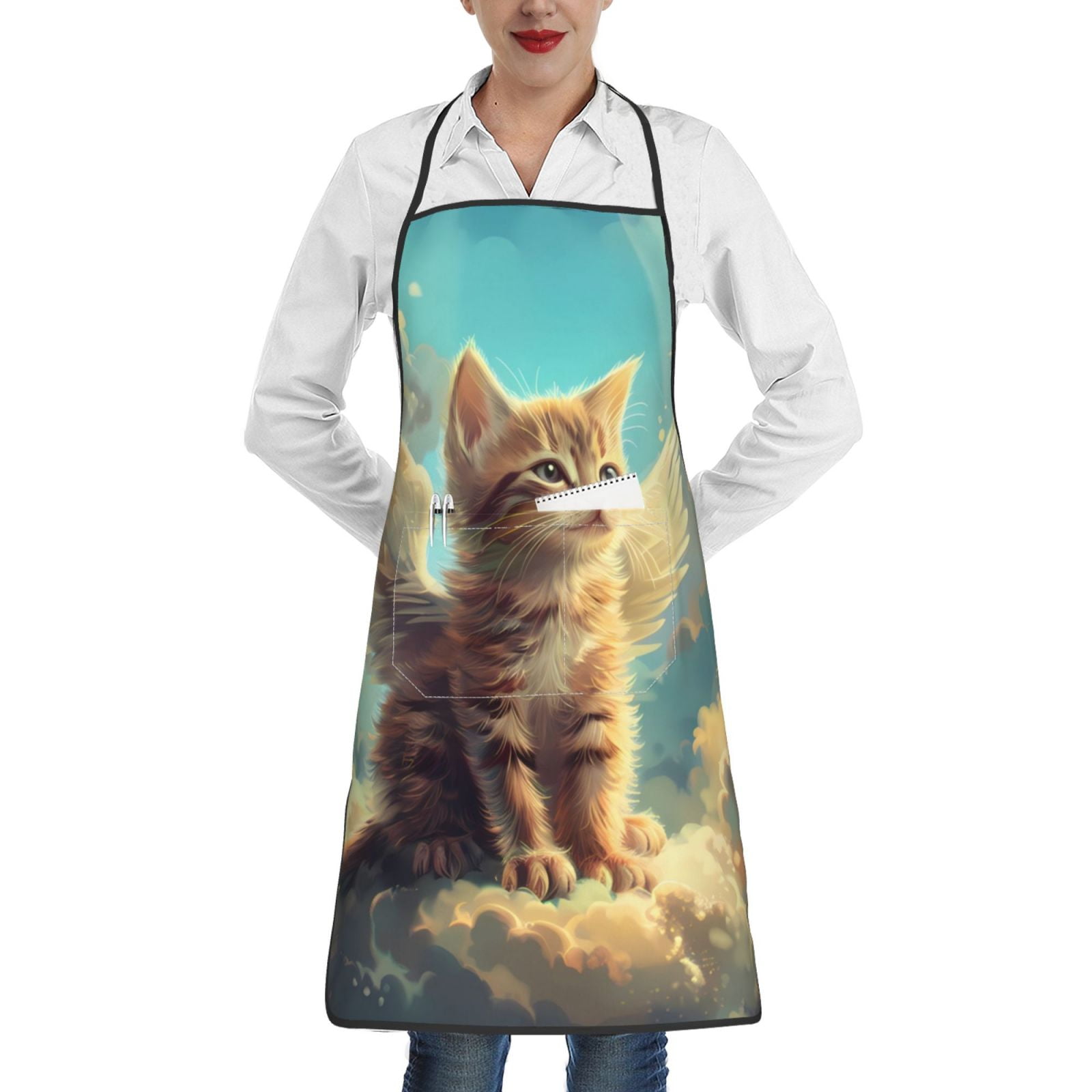 Rocae Sunshine Cloud Cute Cat for Kitchen Aprons for Women Adjustable ...