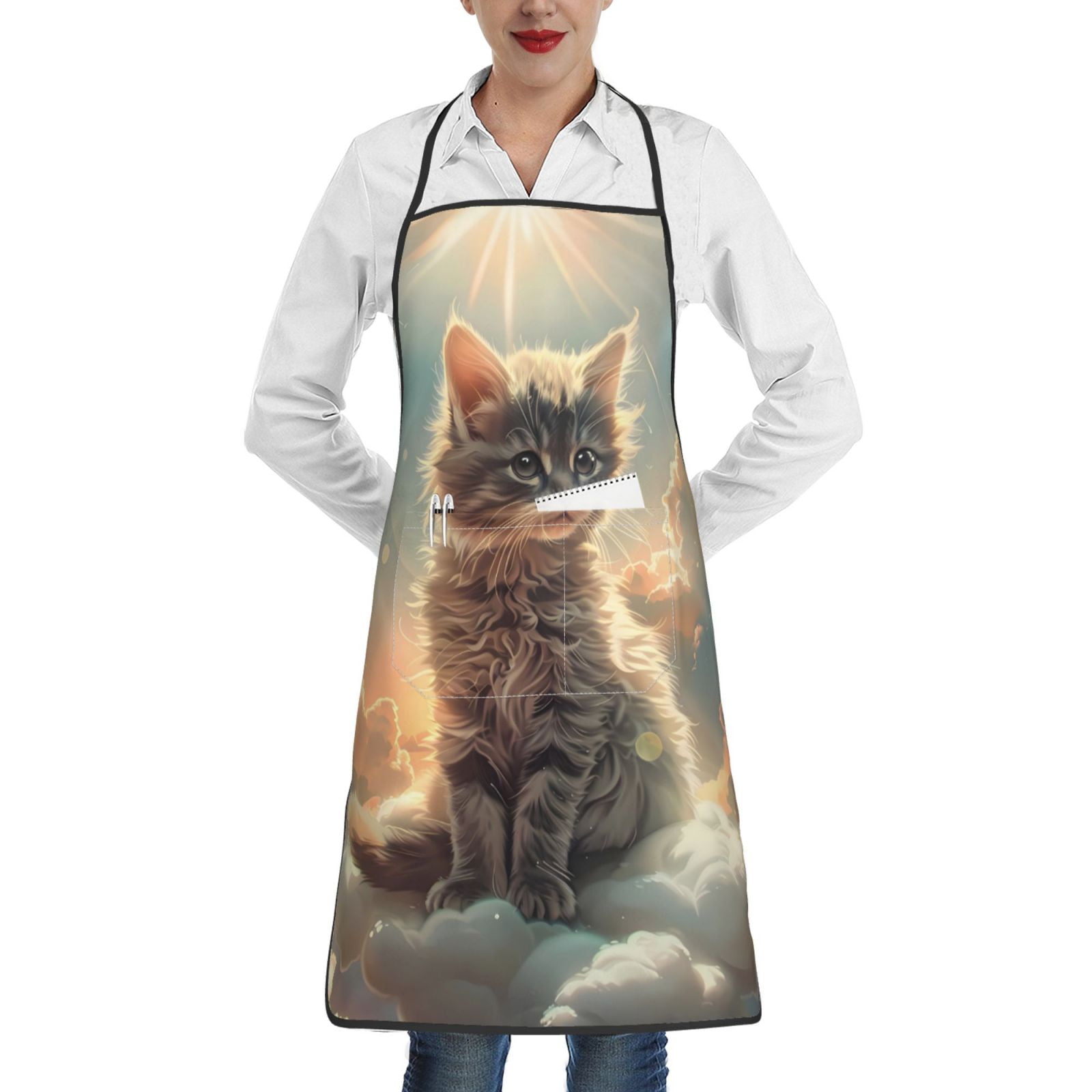 Rocae Sunshine Cloud Kitten for Kitchen Aprons for Women Adjustable ...