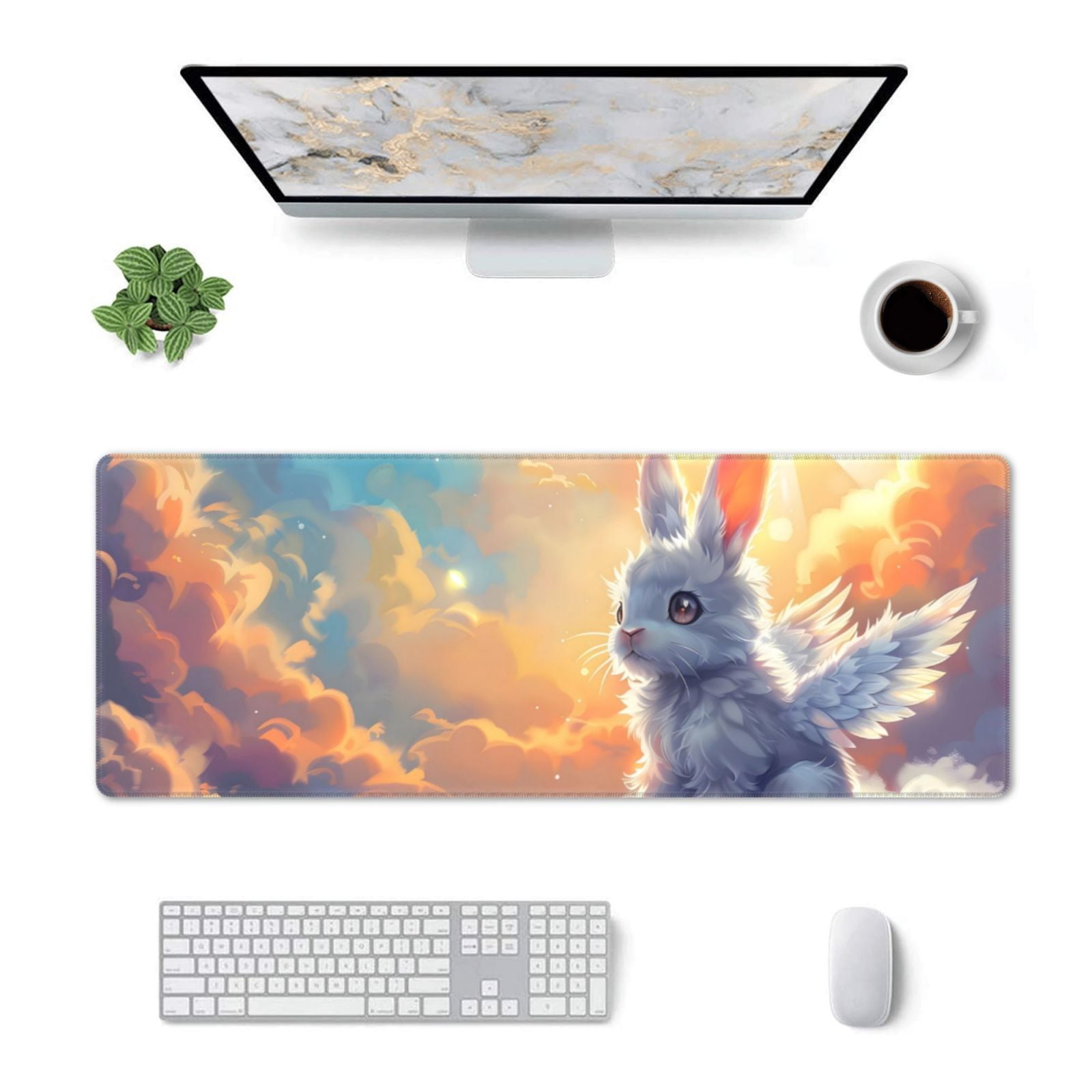 Rocae Sunshine Colorful Cloud Rabbit for Gaming Mouse Pad, Mouse Pad ...