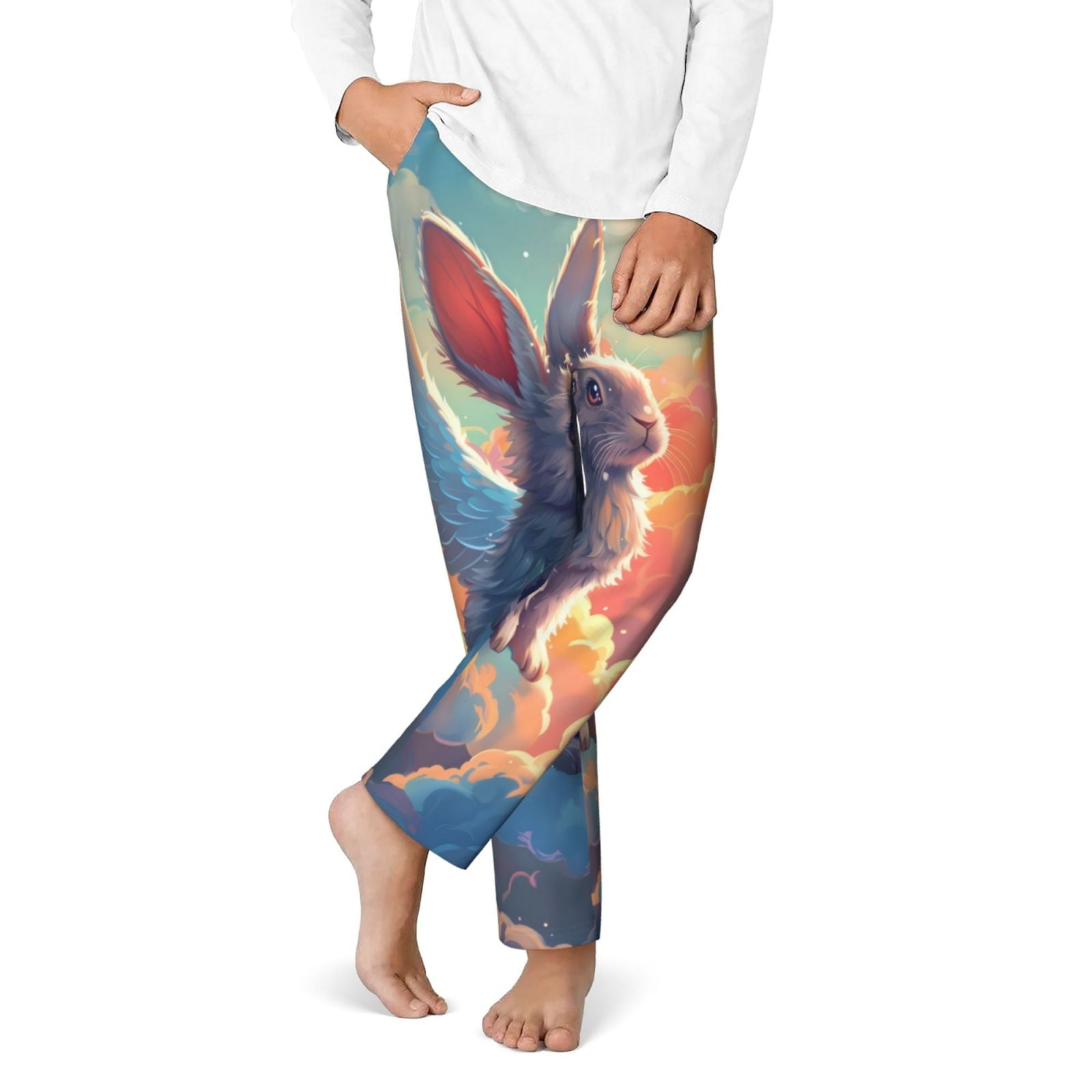Rocae Sunshine Winged Rabbit for Teenagers' Pajama Pants,Girls lounge pants,Perfect for Home ...