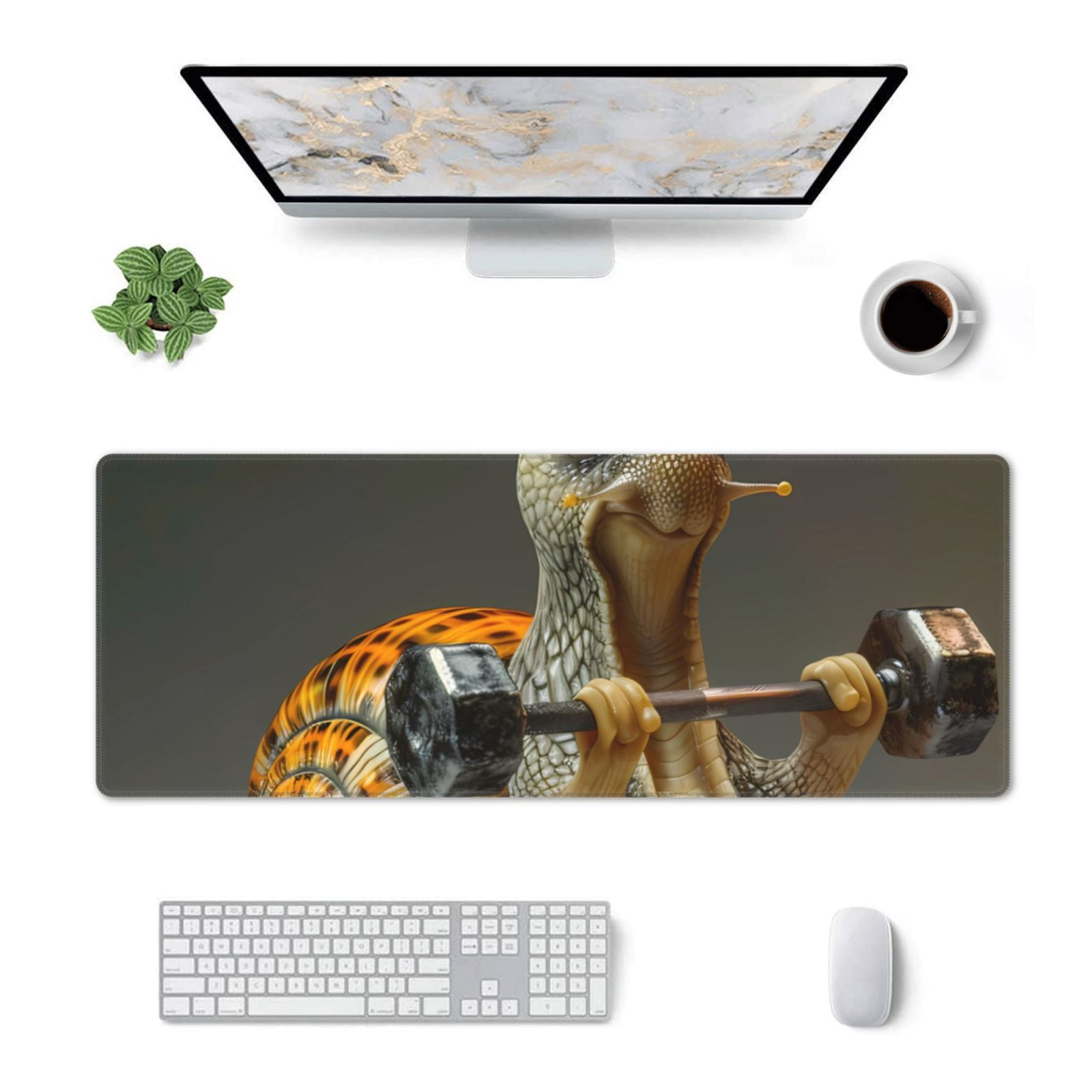 Rocae Surreal Weightlifting Snail for Gaming Mouse Pad, Mouse Pad Large ...