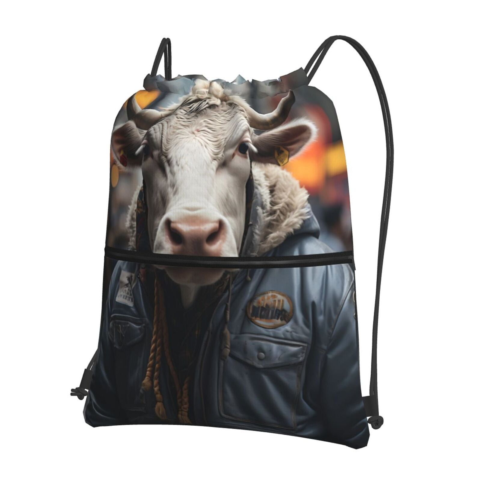 Rocae Surrealist Cow for Drawstring zipper Backpack Gym Backpack Bag ...
