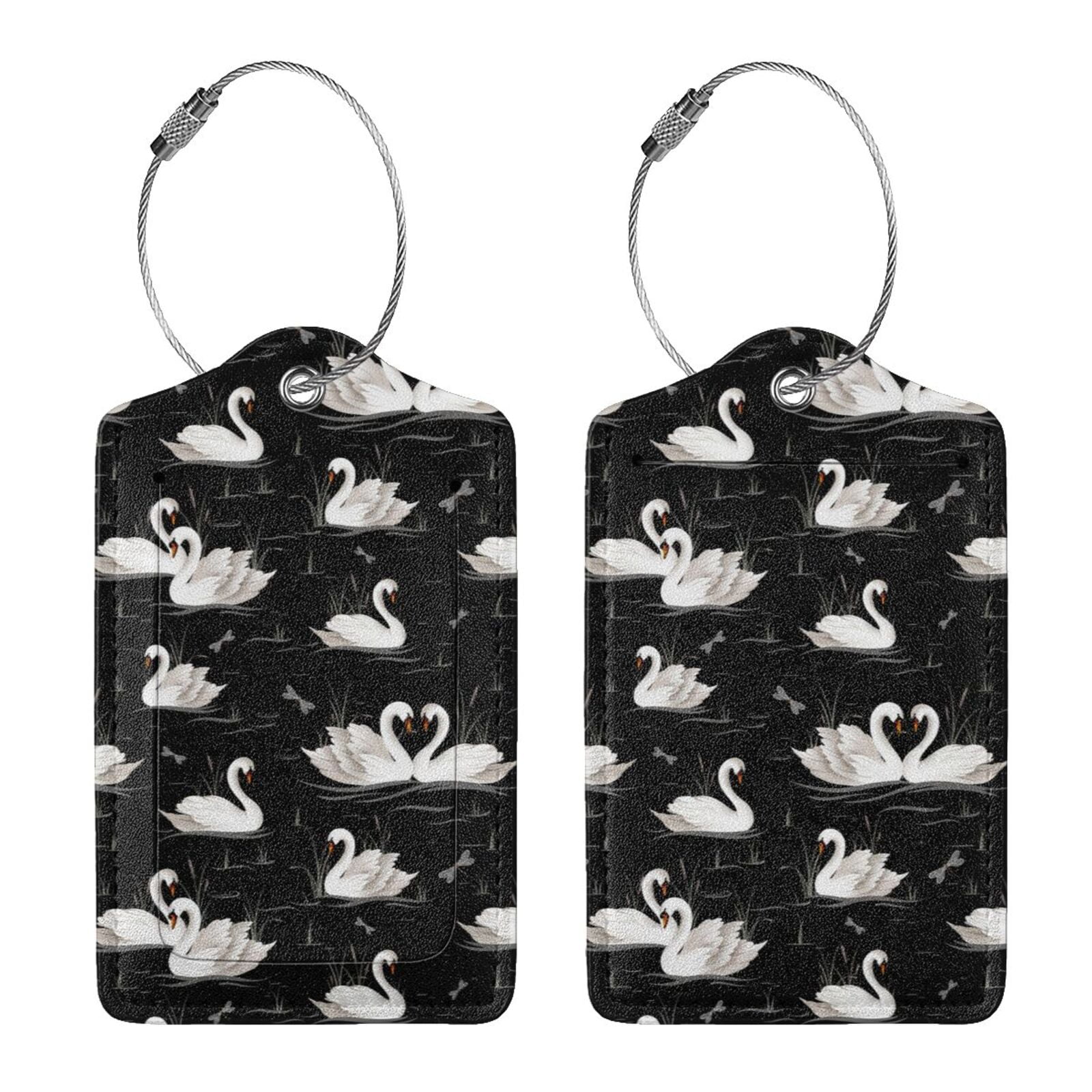 Rocae Swan And Dragonflies for Leather Luggage Baggage Tags ID Label ...