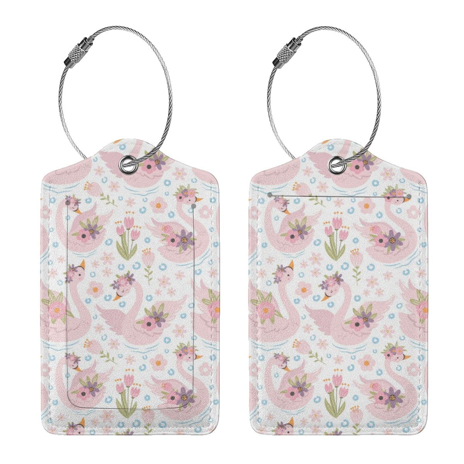 Rocae Swan And Flowers for Leather Luggage Baggage Tags ID Label ...