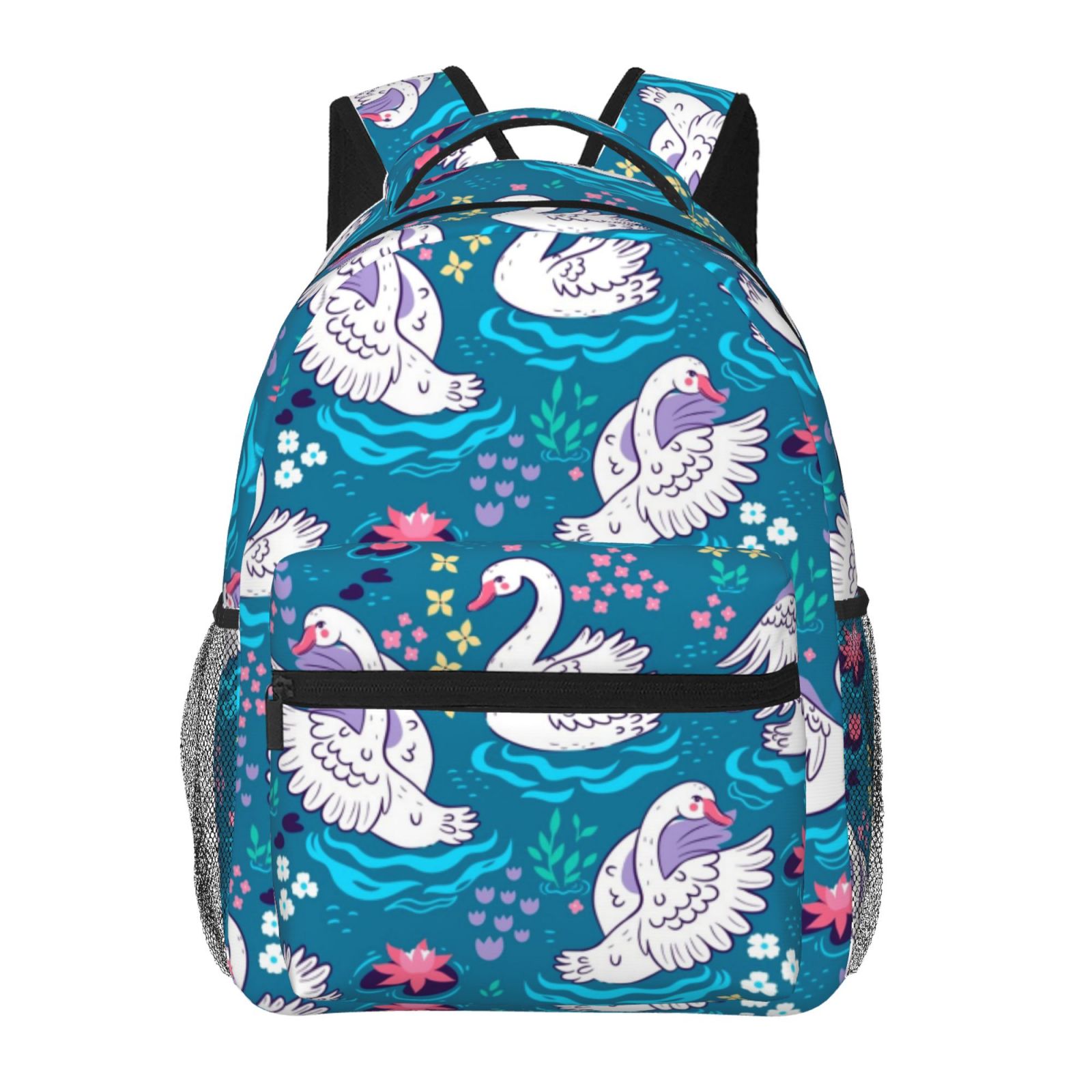 Rocae Swan On The Pond Print Lightweight Casual Backpack Travel Hiking ...