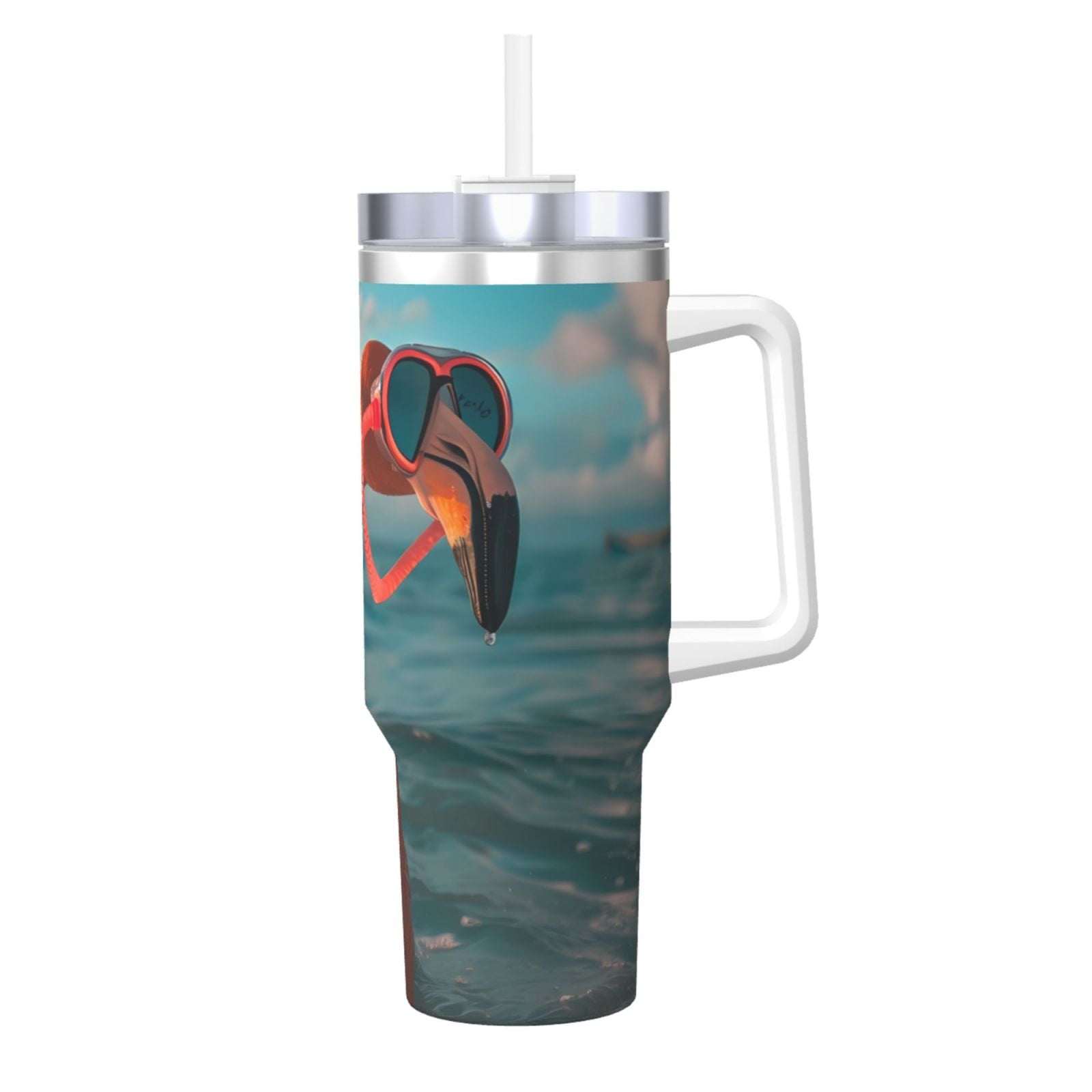 Rocae Swimming Goggled Flamingo for 40OZ Ice Bully With Handle Keeps ...