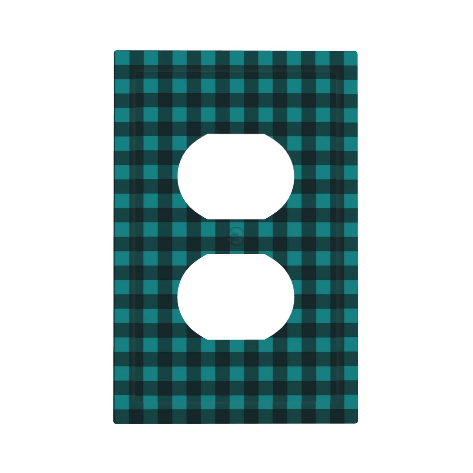 Rocae Teal On Black Plaid for Decorator Light Switch or Receptacle ...