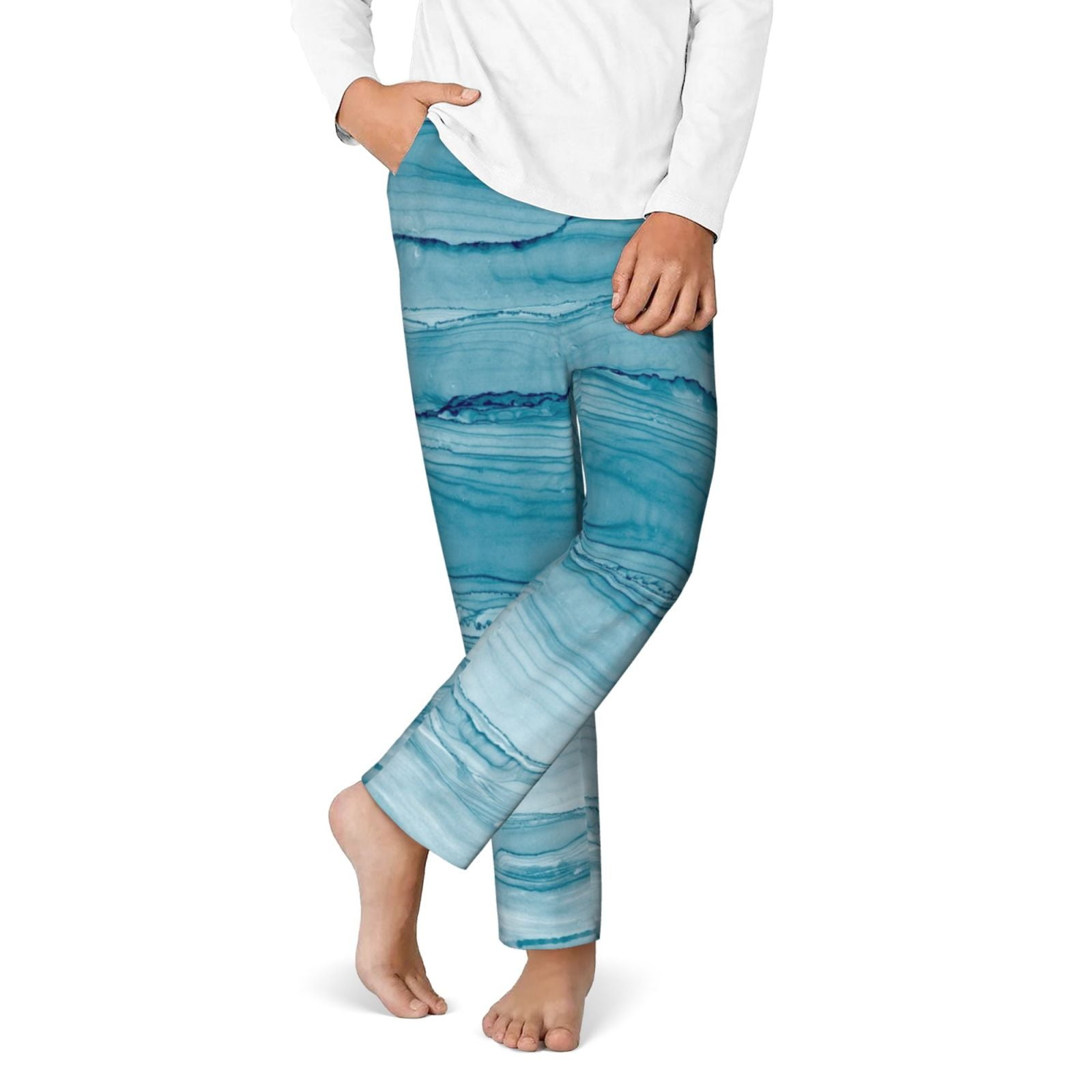 Rocae Teal Turquoise Fluid Stripes for Teenagers' Pajama Pants,Girls ...