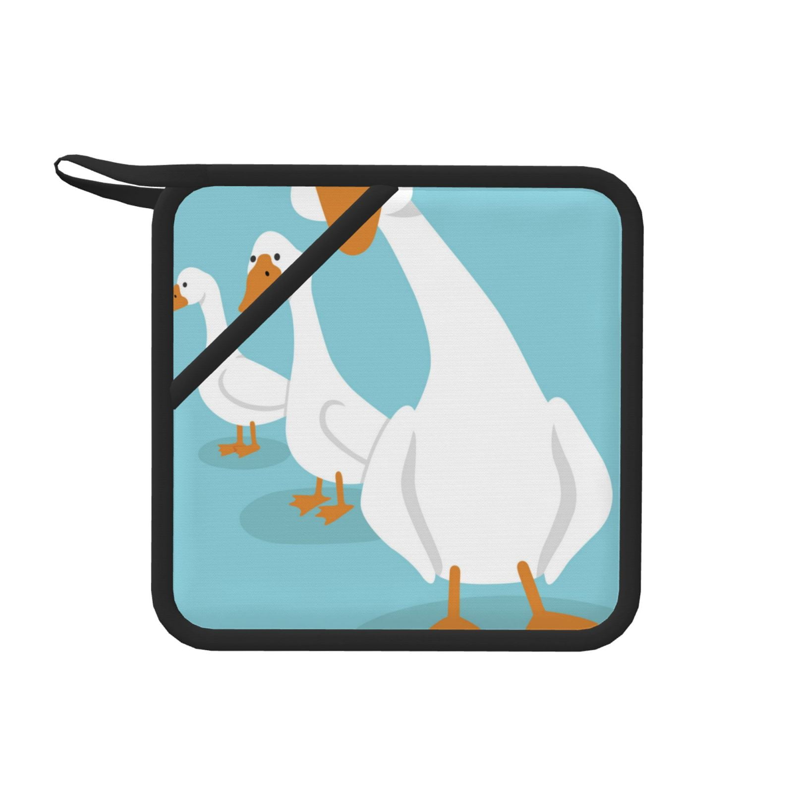 Rocae Three White Geese for Square Silicone Anti-scalding Mat Trivet ...