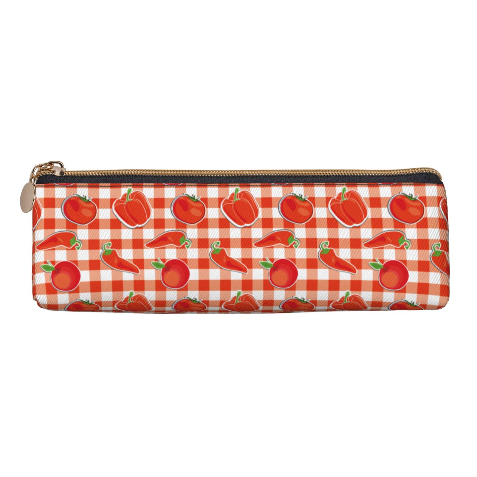 Rocae Tomatoes And Chili for Leather Pencil Case - Zippered Pen Case ...