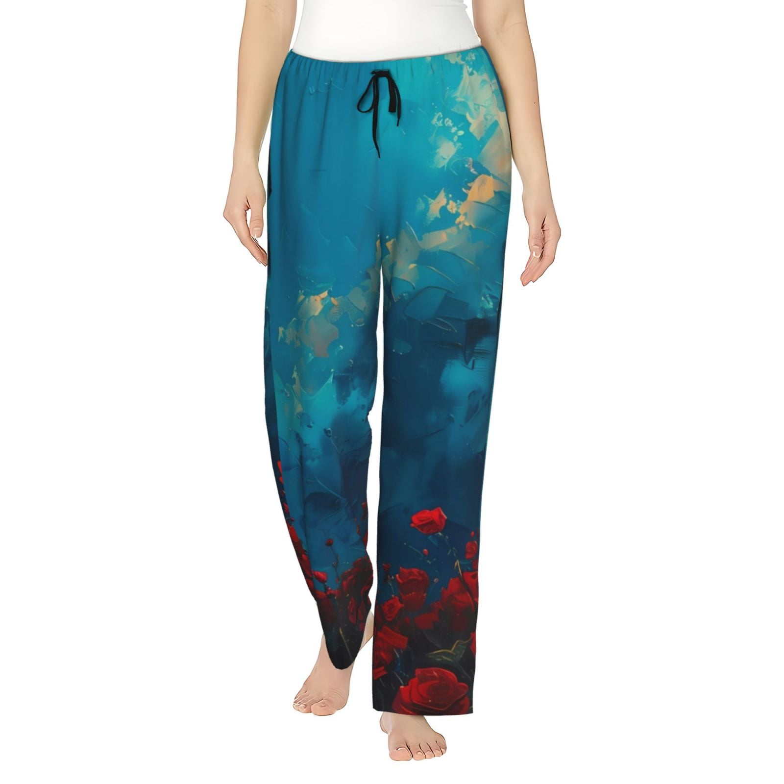 Rocae Tower And Red Roses for Women's Pajama Pants Pj Pants Lounge ...