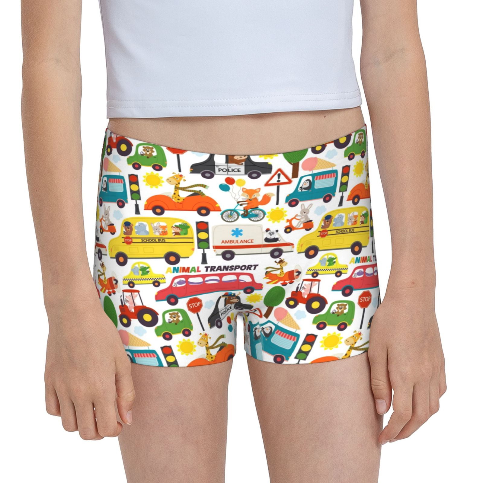 Rocae Transports with Animals for Girls' Cotton Boxer Briefs, Soft Mid ...