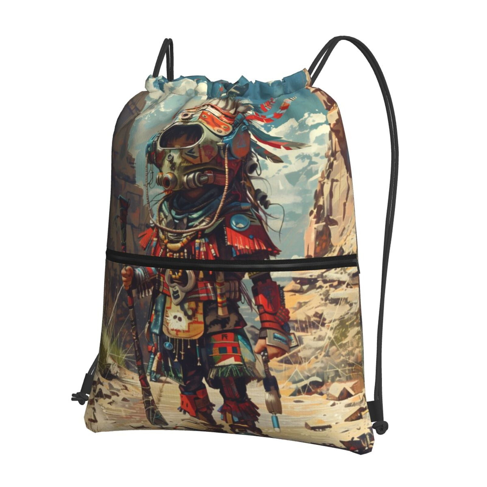 Rocae Tribal Futuristic Warrior for Drawstring zipper Backpack Gym ...