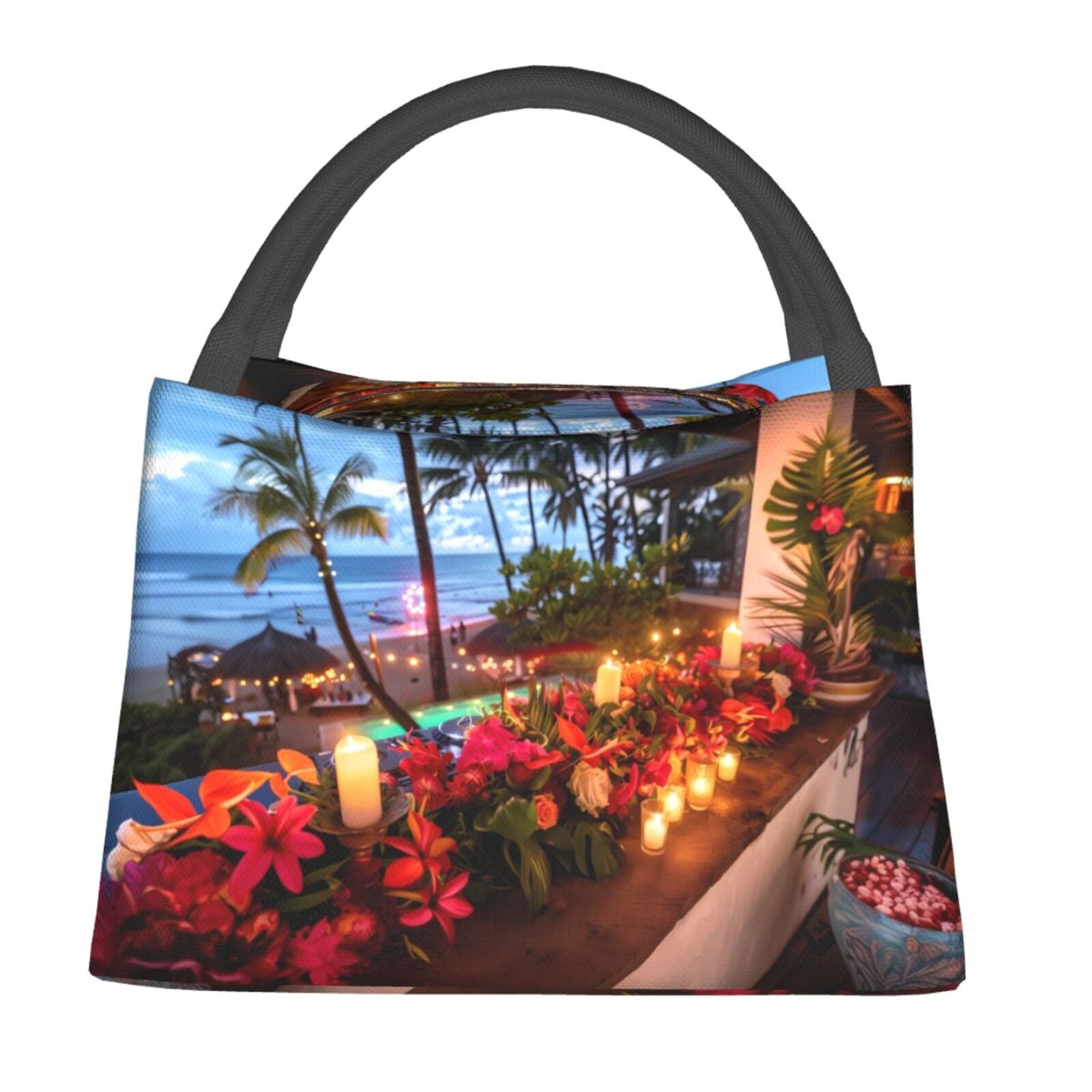 Rocae Tropical Beach Candlelight for Insulated Lunch Bag for Women Men ...