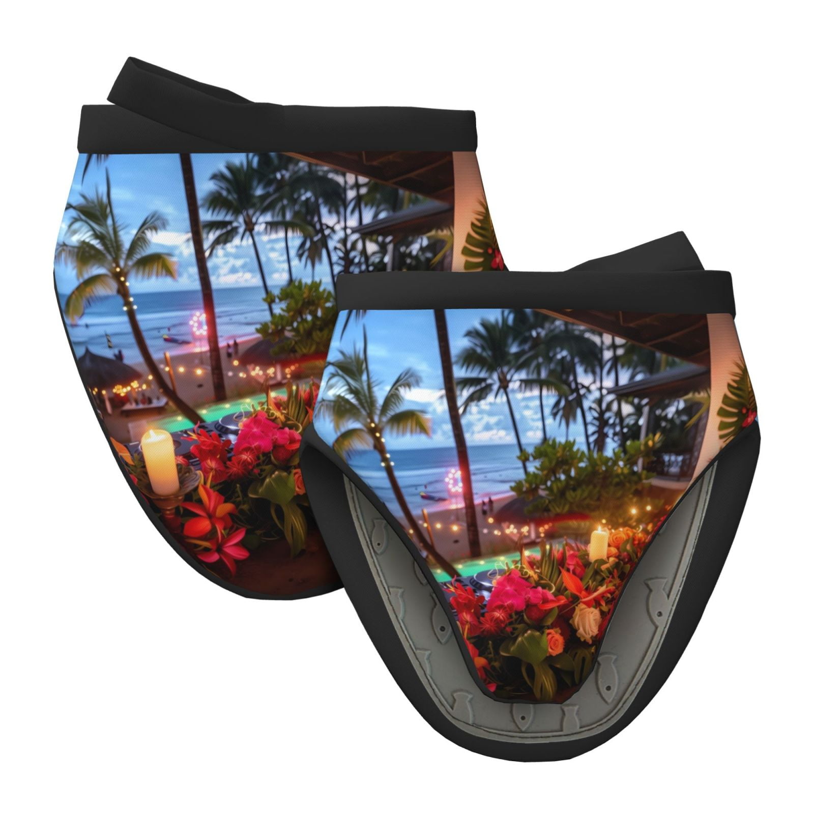 Rocae Tropical Beach Candlelight for Mini Oven Mitts Rubber Oven Glove ...