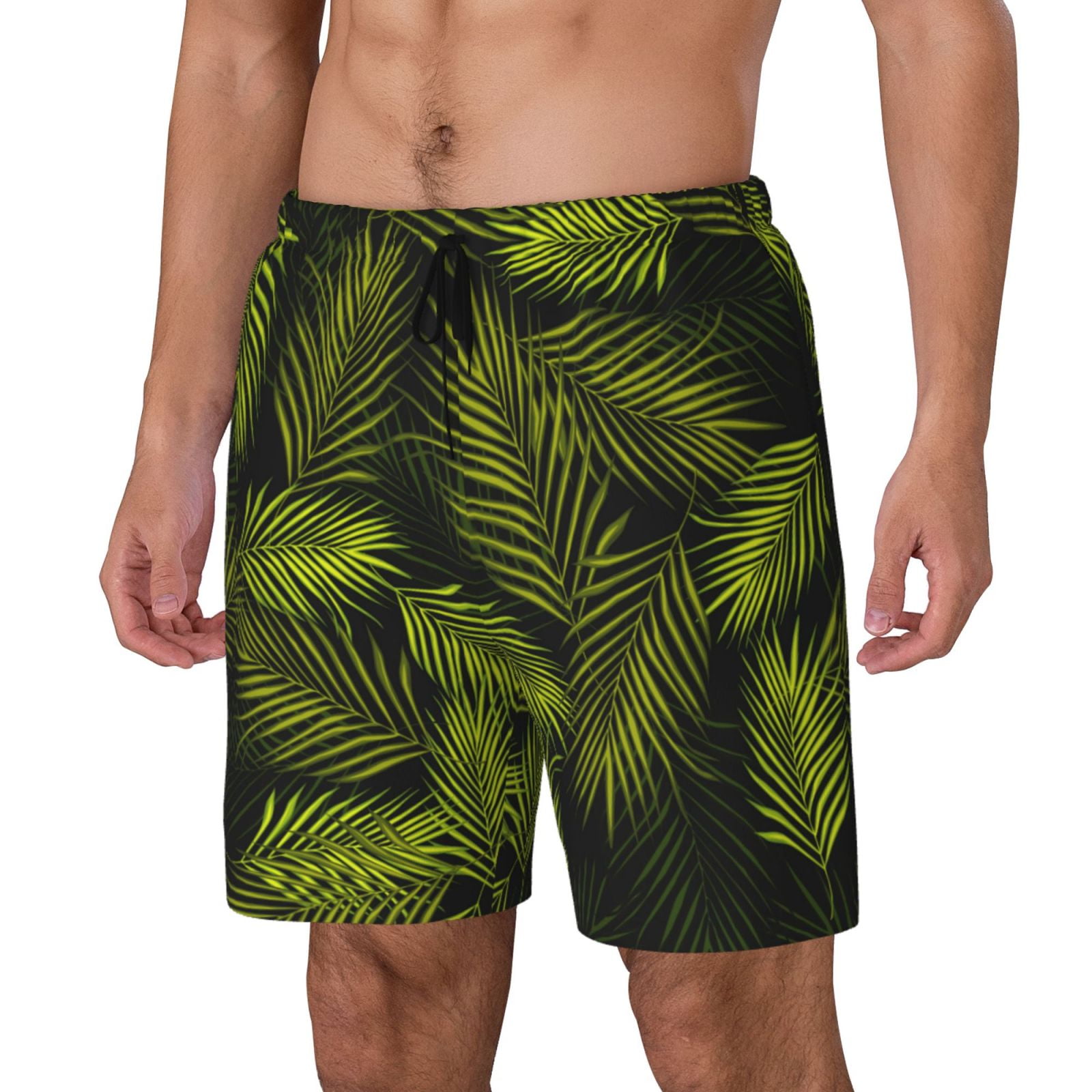 Rocae Tropical Palm Leaves Fern Leaf for Men's Swim Trunks Quick Dry ...