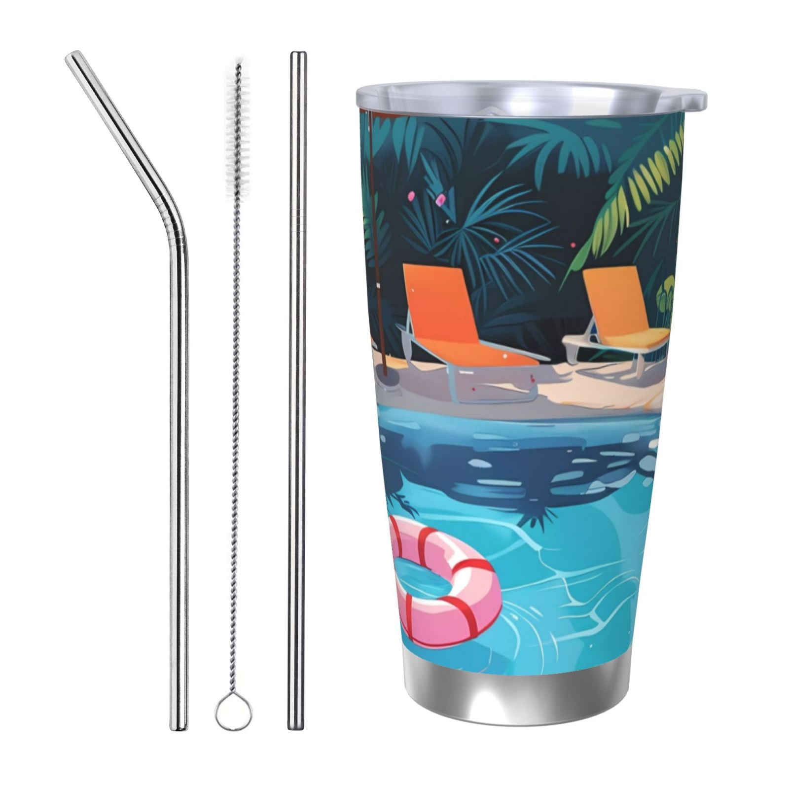 Rocae Tropical Poolside Relaxation for 20 Ounces Stainless Steel Insulted Tumbler Car Cup Drink ...