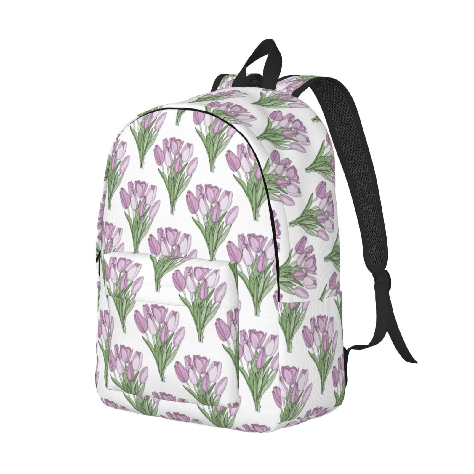 Rocae Tulips Flowers for Durable Canvas Backpack Leisure Large Bag ...
