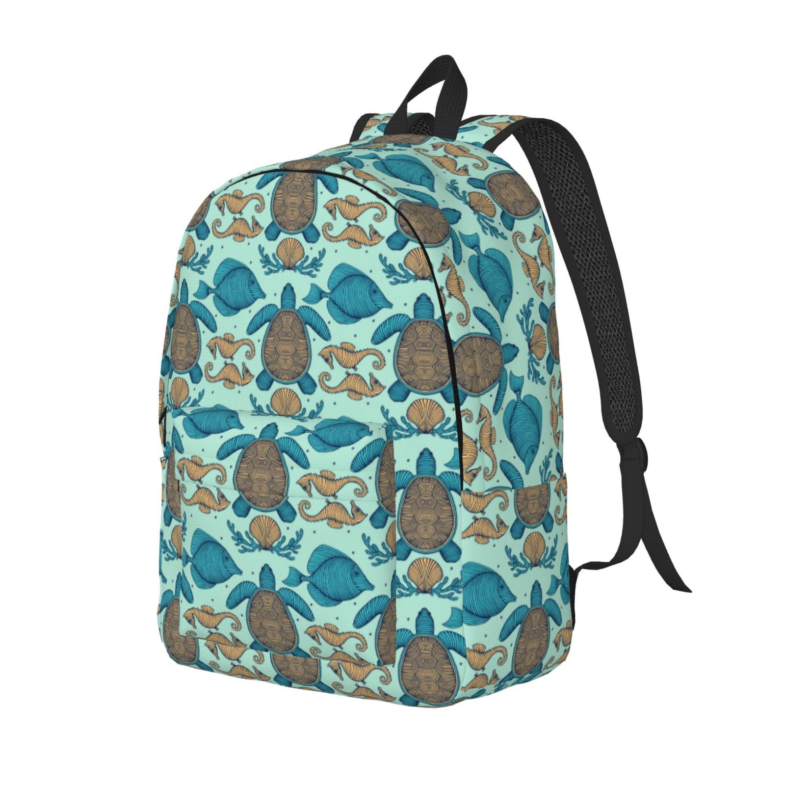 Rocae Turtles And Seahorses for Canvas College Laptop Backpack for Men ...