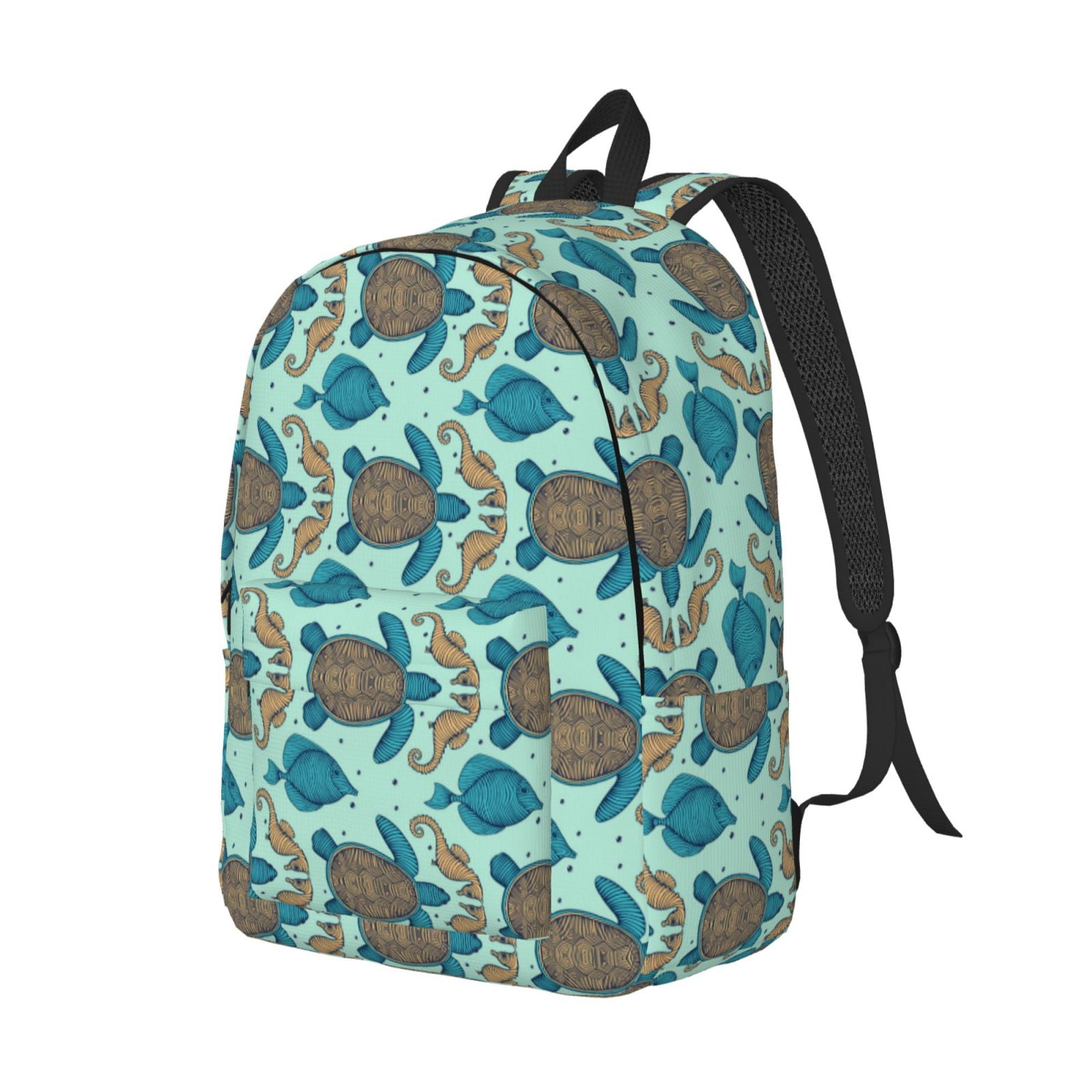 Rocae Turtles And Seahorses for Durable Canvas Backpack Leisure Large ...